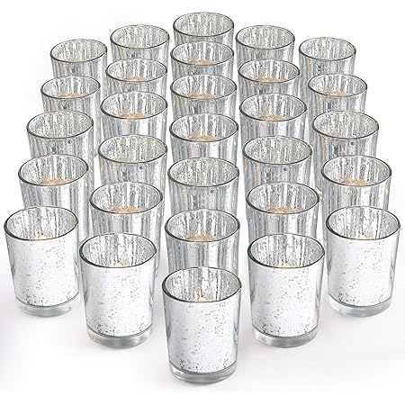 Amazon.com: Volens Silver Party Decorations 72pcs, Mercury Glass Votive ...