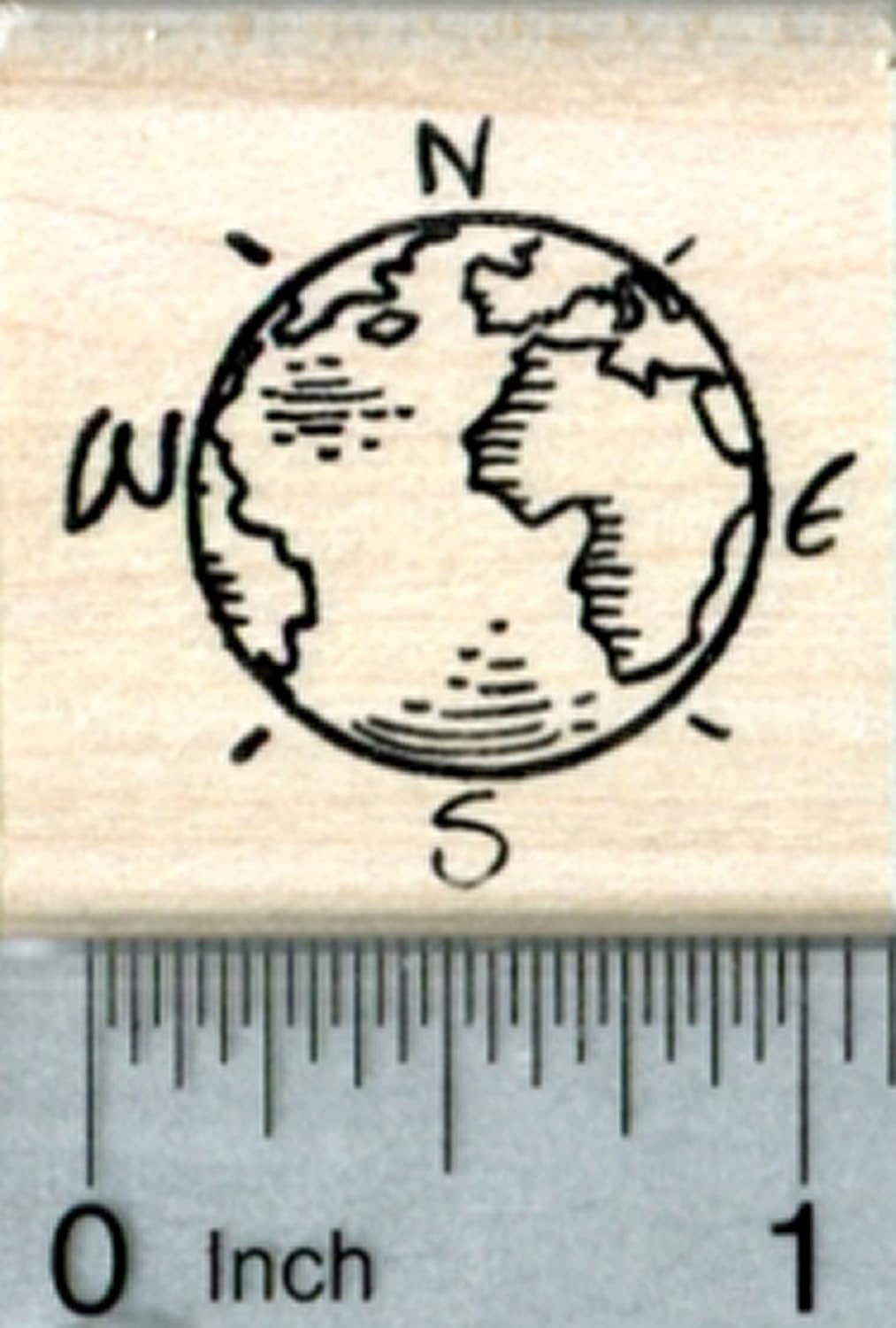 Amazon.com: Globe Rubber Stamp, Marked with Cardinal Directions ...