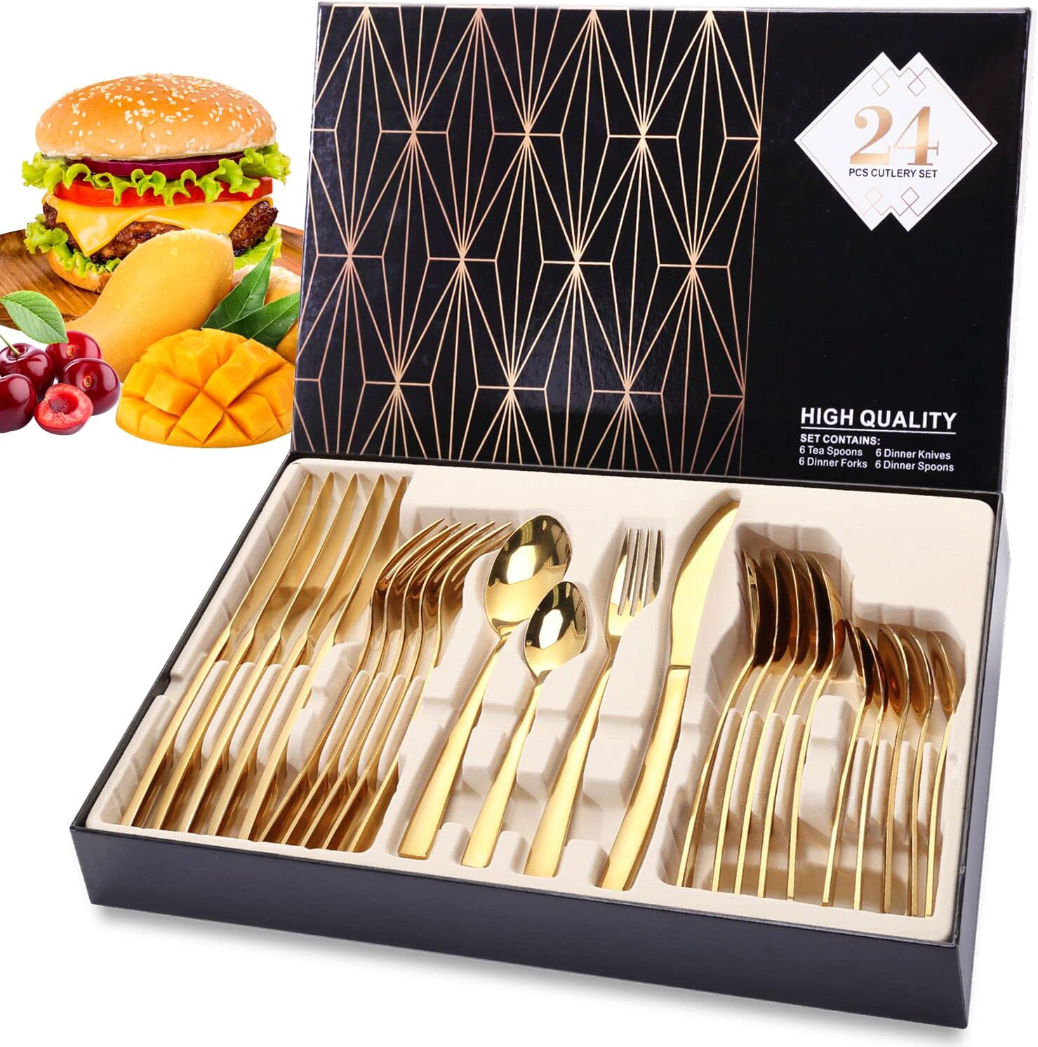 Magicpro Besteck Set, Gold Besteck Set, Edelstahl Set Service für 6 ...