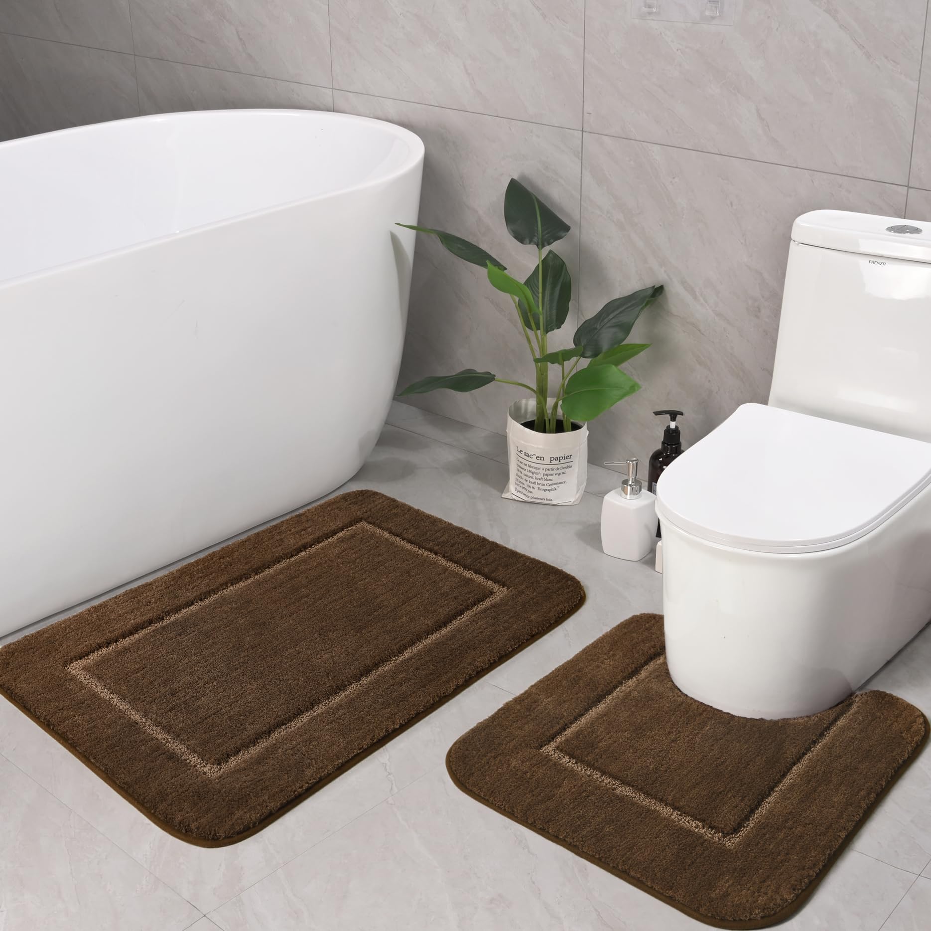 Amazon.com: LOCHAS Bathroom Rug Set Light Brown, Soft Bath Rug Set 2 ...
