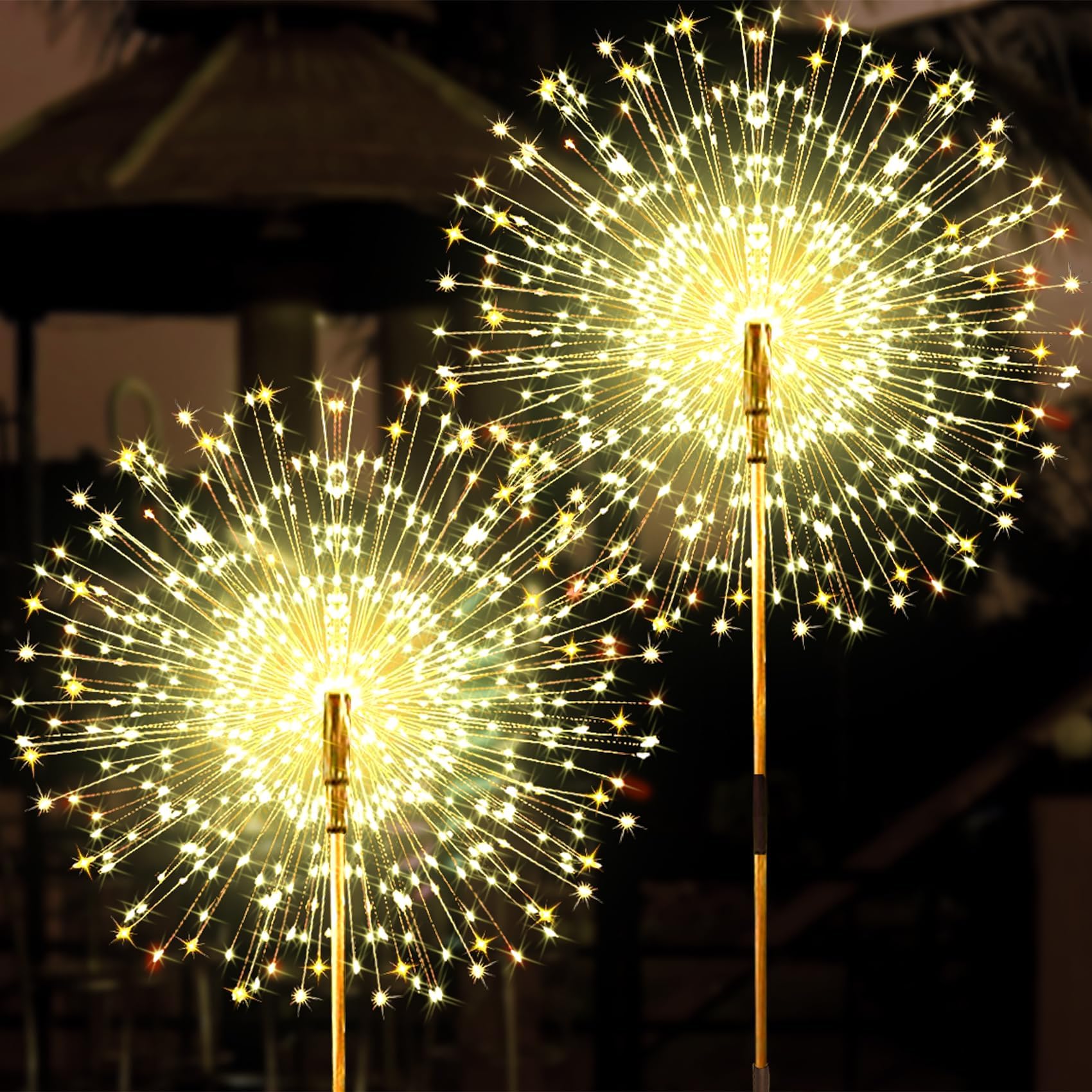 Solar Outdoor Garden Lights, 4 Pack 360 LED Copper Wire Solar Firework ...