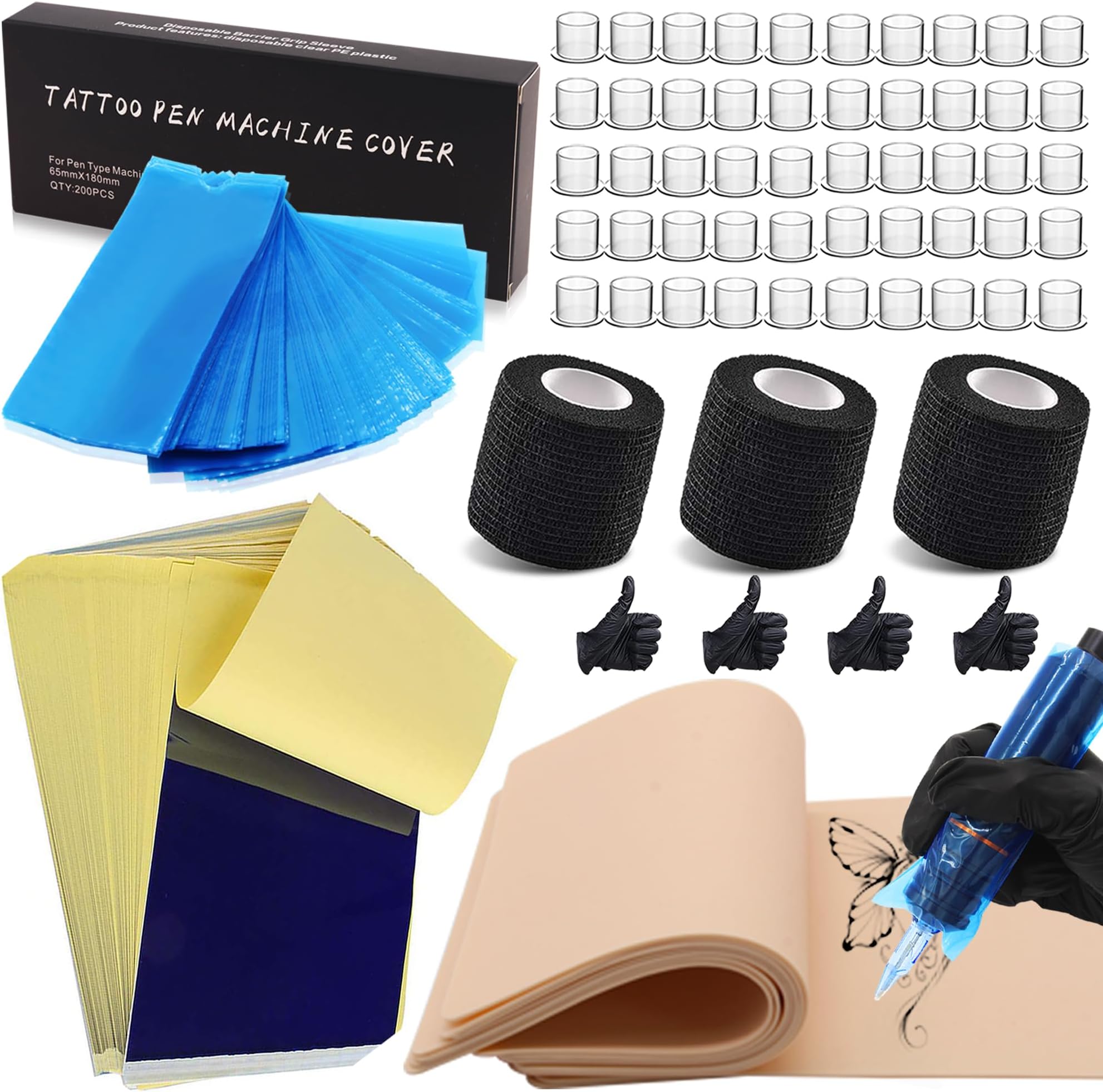 Amazon.com: Rayyl Tattoo Practice Skin Transfer Paper Tool Kit - 66Pcs ...