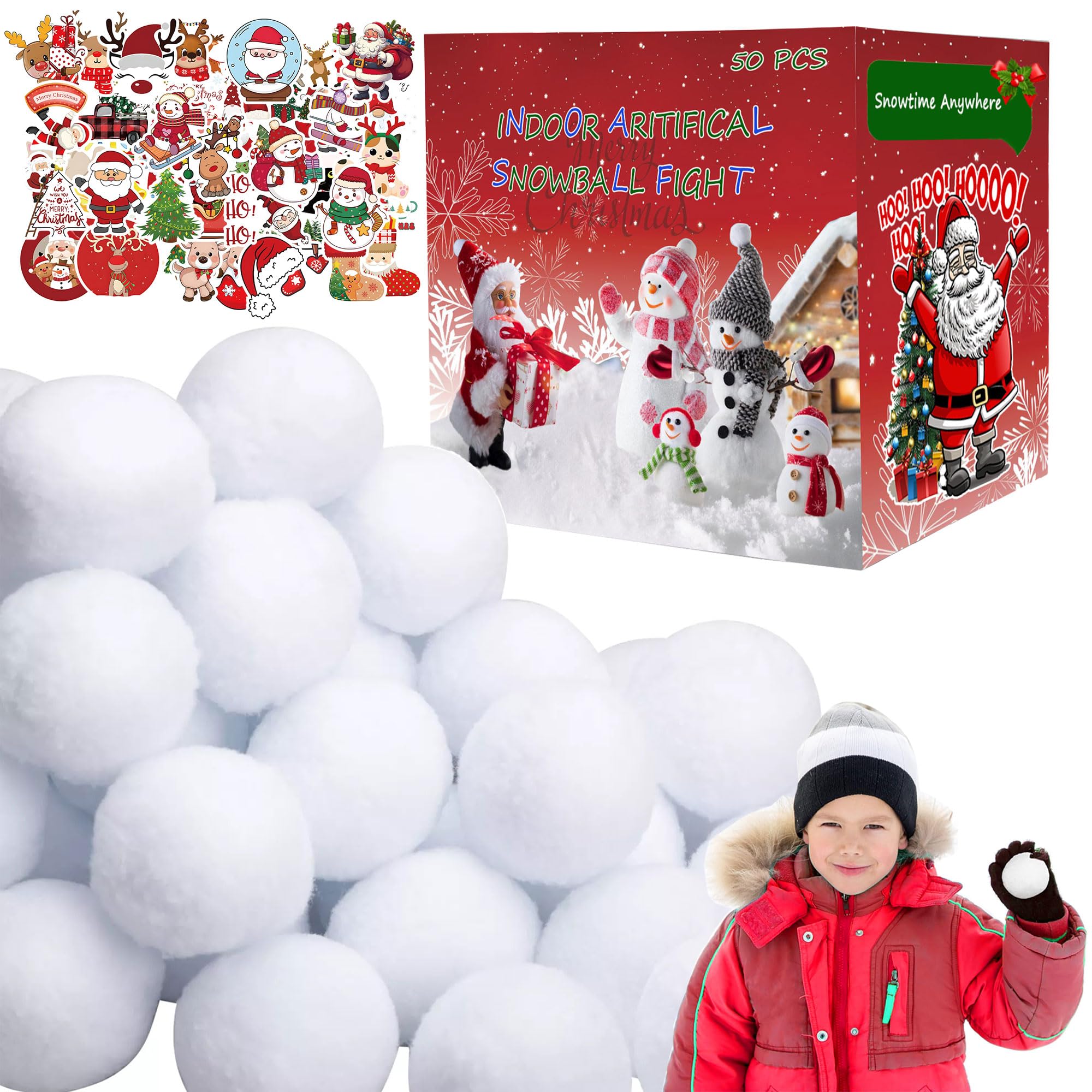 Amazon.com: Artificial Snowballs 50 Pcs,Indoor Fake Snowball Fight Set ...