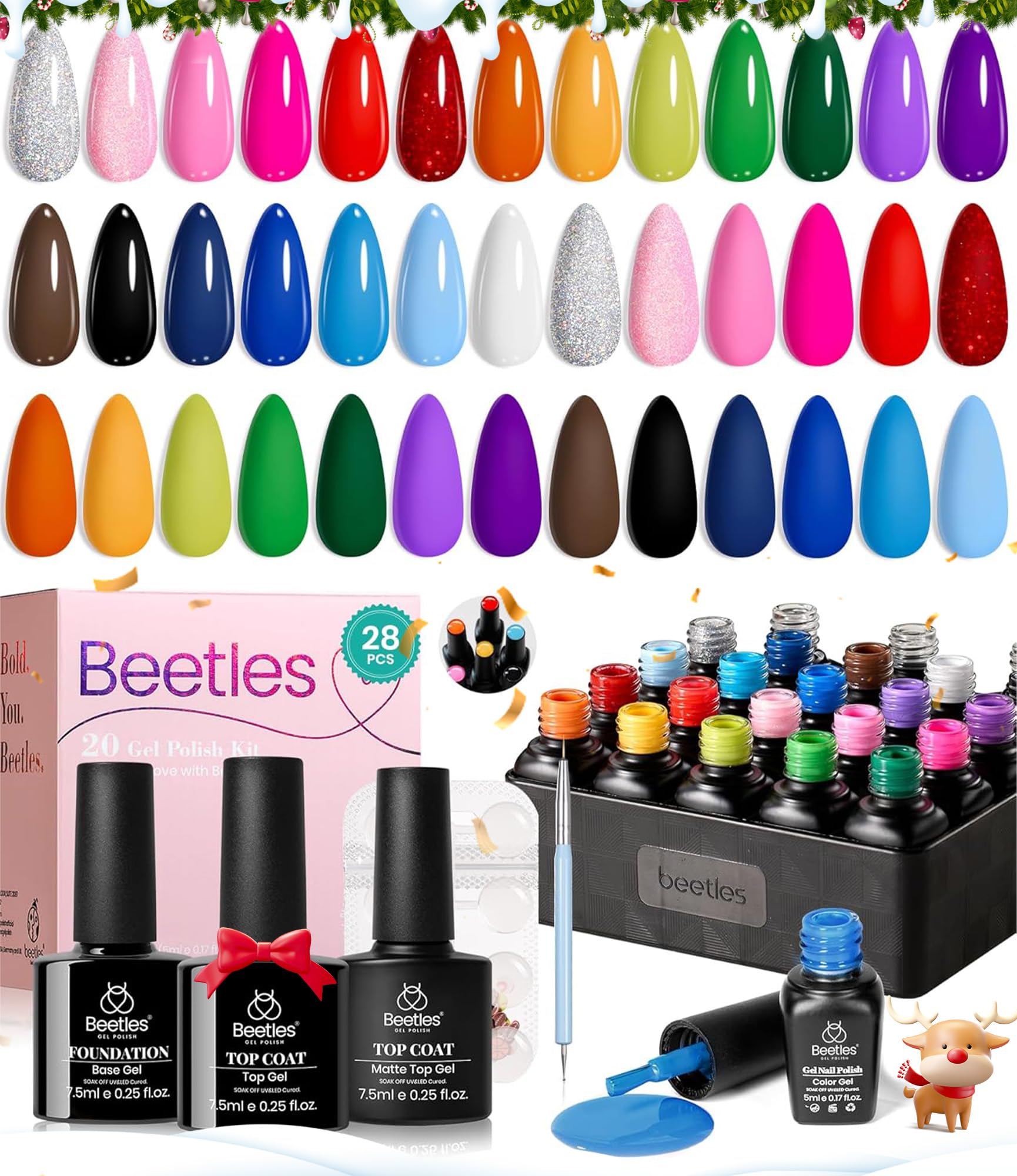 Amazon.com: Beetles Gel Polish Set 28Pcs Gel Nail Polish Colors Black ...