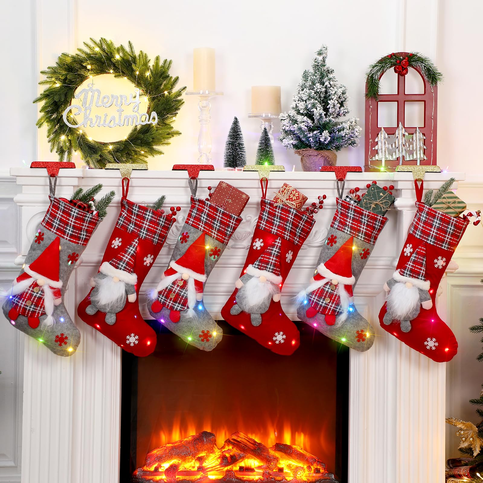 Amazon.com: Lyrow LED Christmas Stocking 18.5 Inch Light up Gnome ...