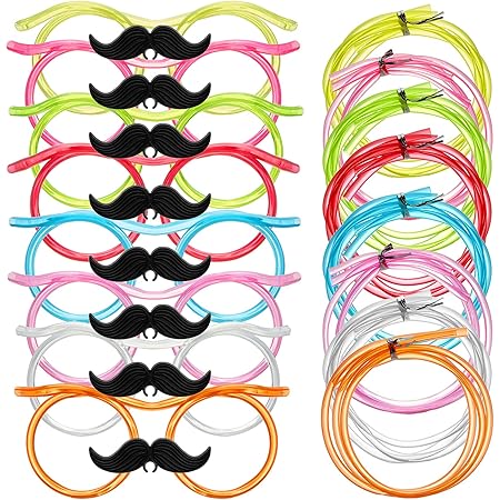 Amazon.com: Silly Straw Glasses, Reusable Fun Party Loop Drinking Straw ...