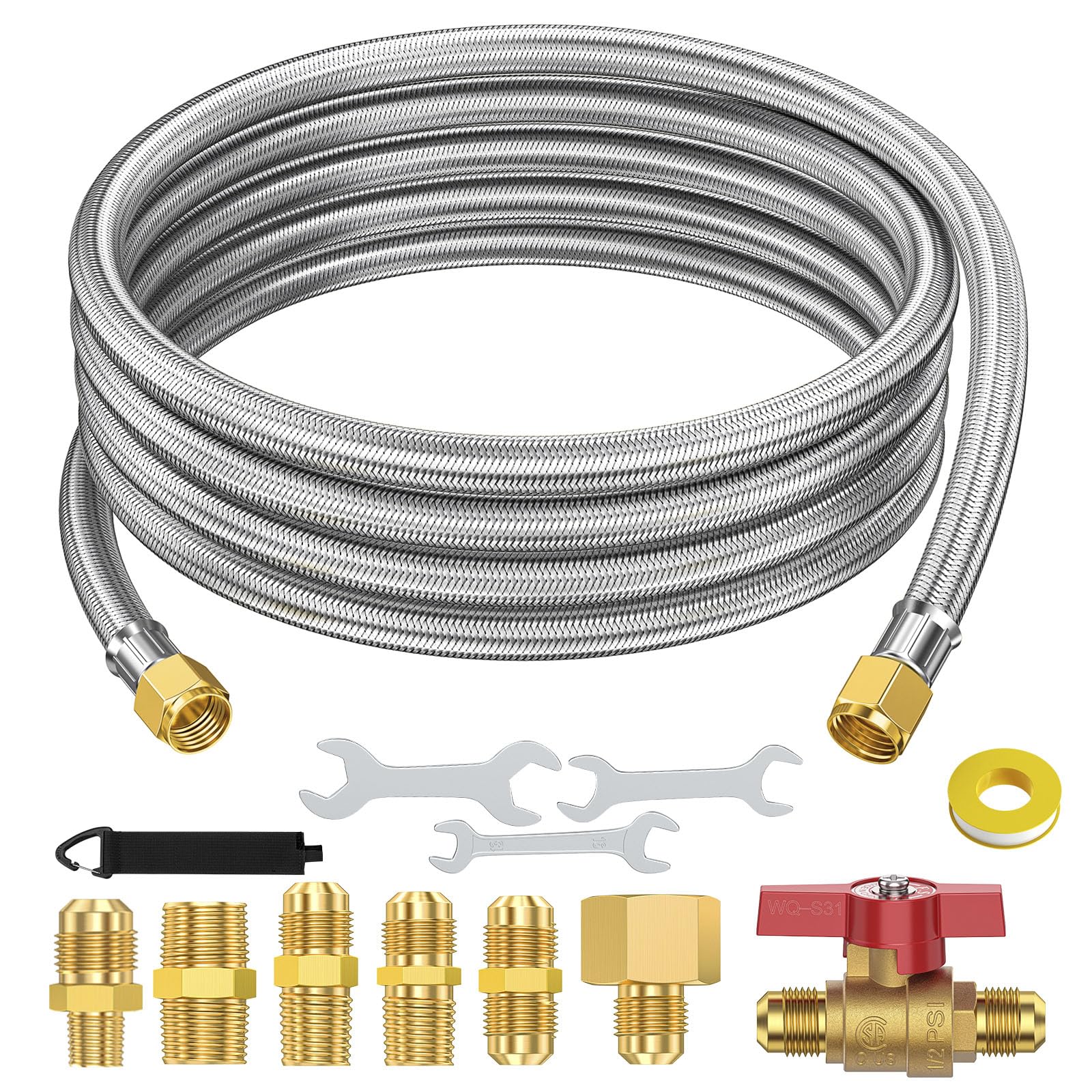 Snapklik.com : 12 Feet 3/8 Propane Hose Extension, Braided Propane Tank ...