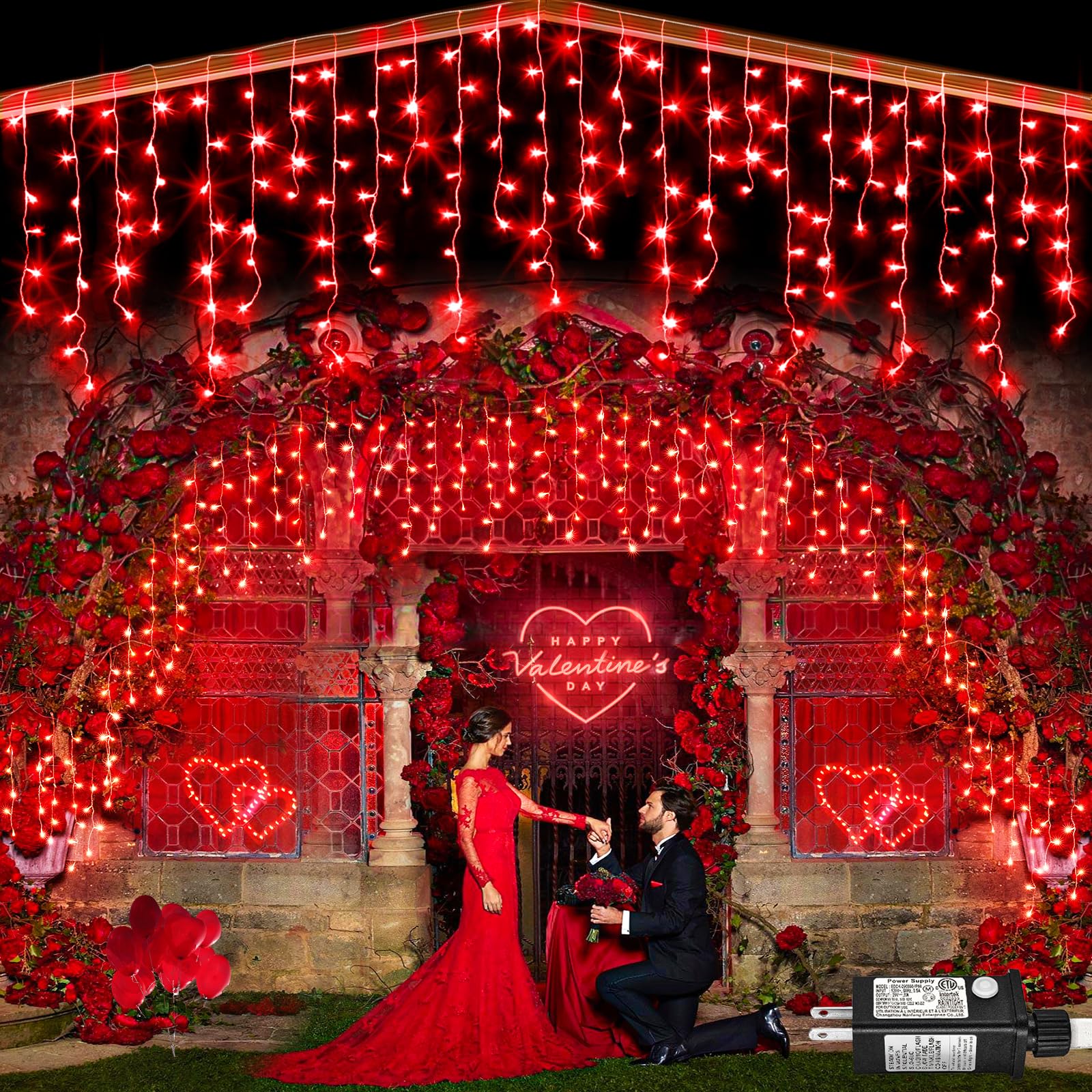 33ft Red Icicle Lights Indoor for Bedroom, 400 LED String Lights for ...