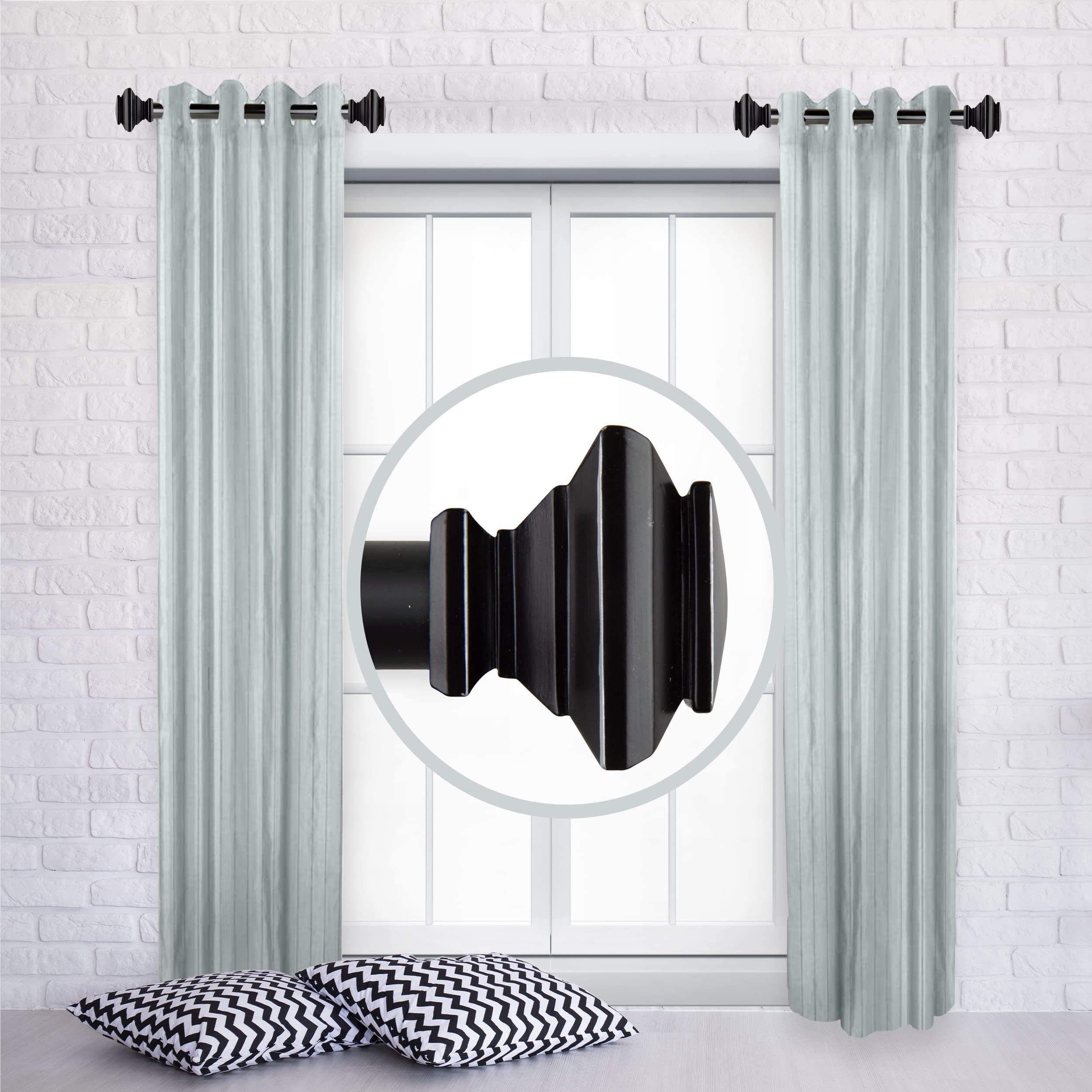Amazon.com: Faye 1" Side Curtain Rod 12-20 inch (Set of 2) - Black ...