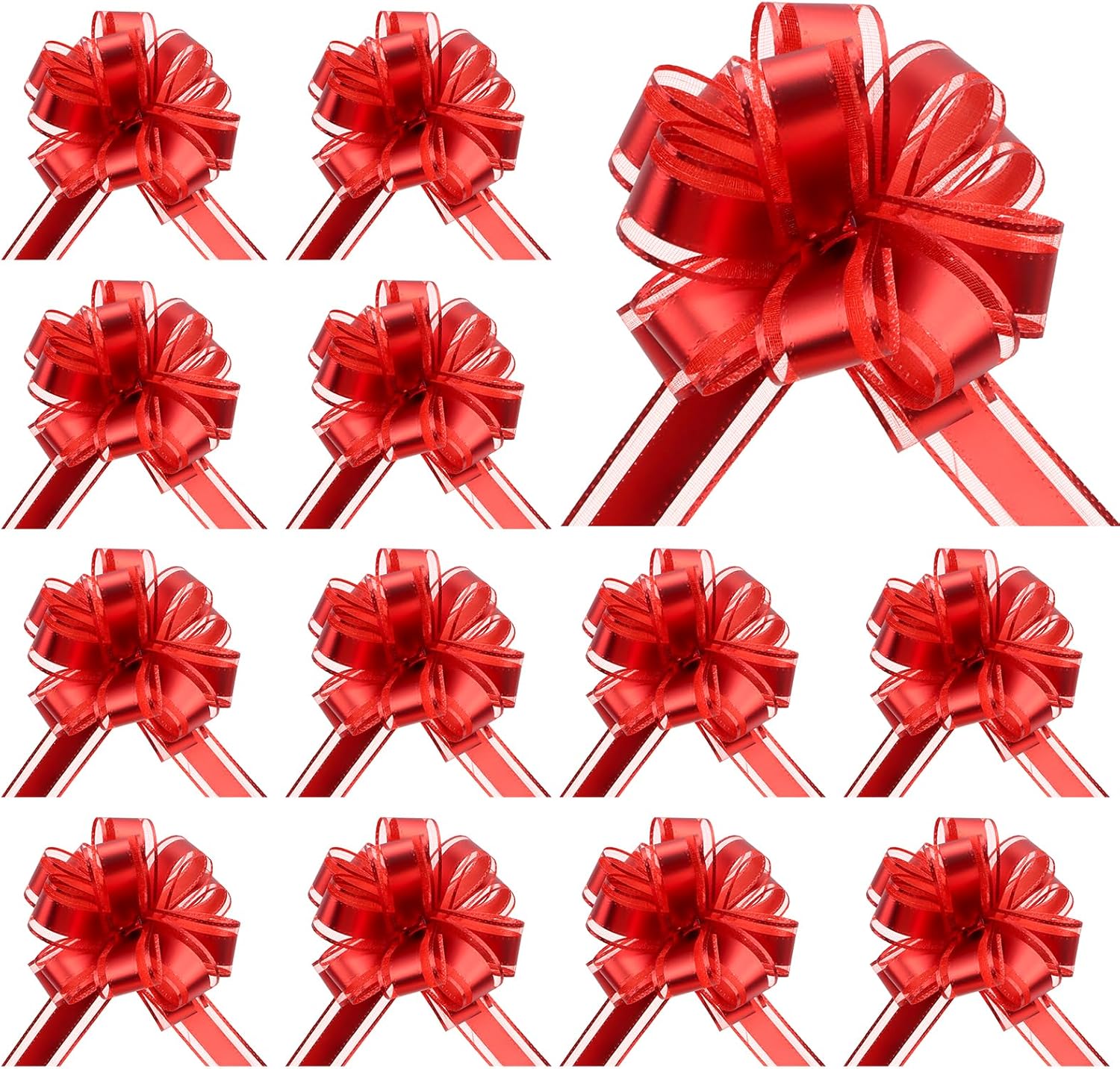 Amazon.com: 12Pcs Pull Bow Gift Wrapping Christmas Gift Bows Red Ribbon ...