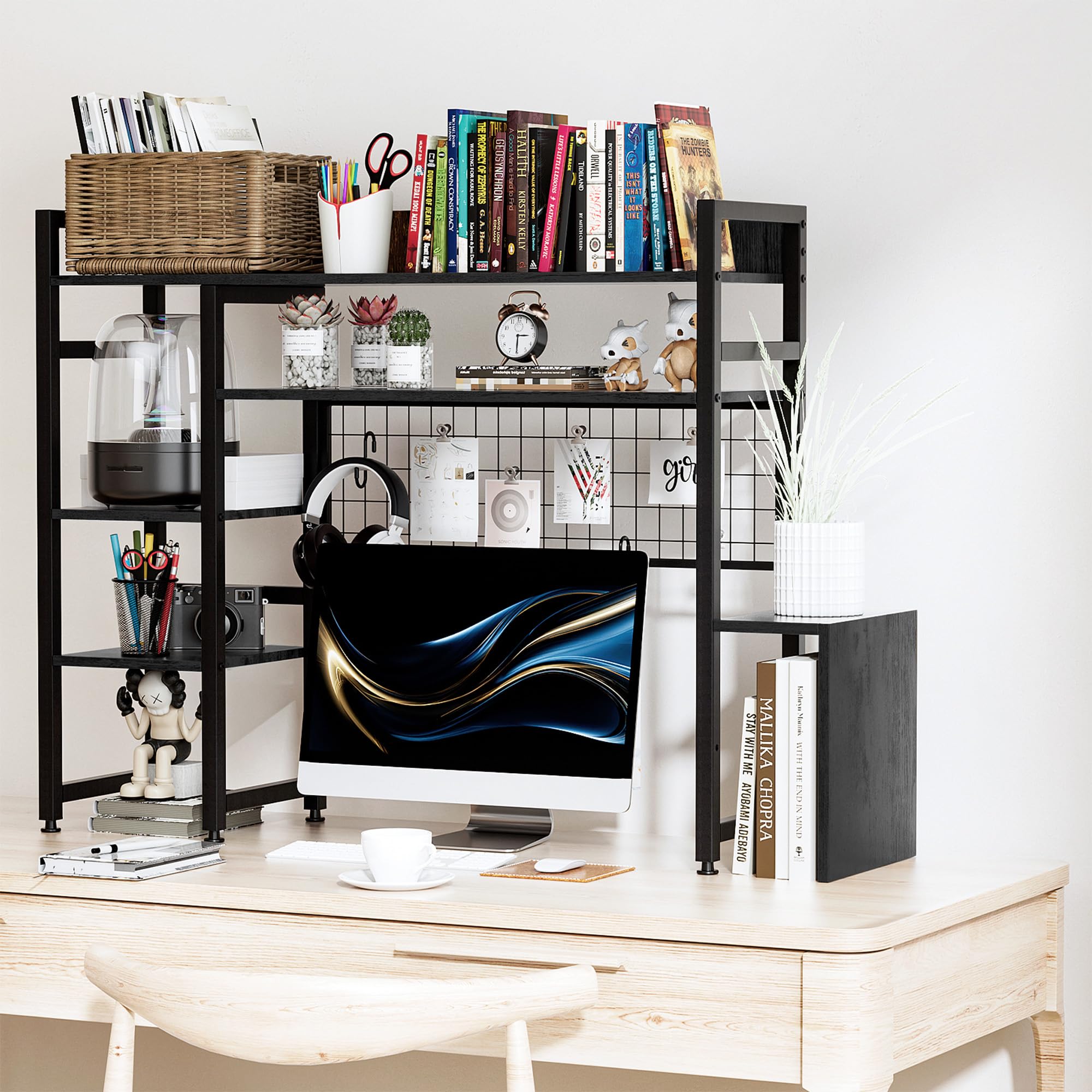 Amazon.com: Nisorpa Desktop Bookshelf for Computer Desk 2-Tier ...