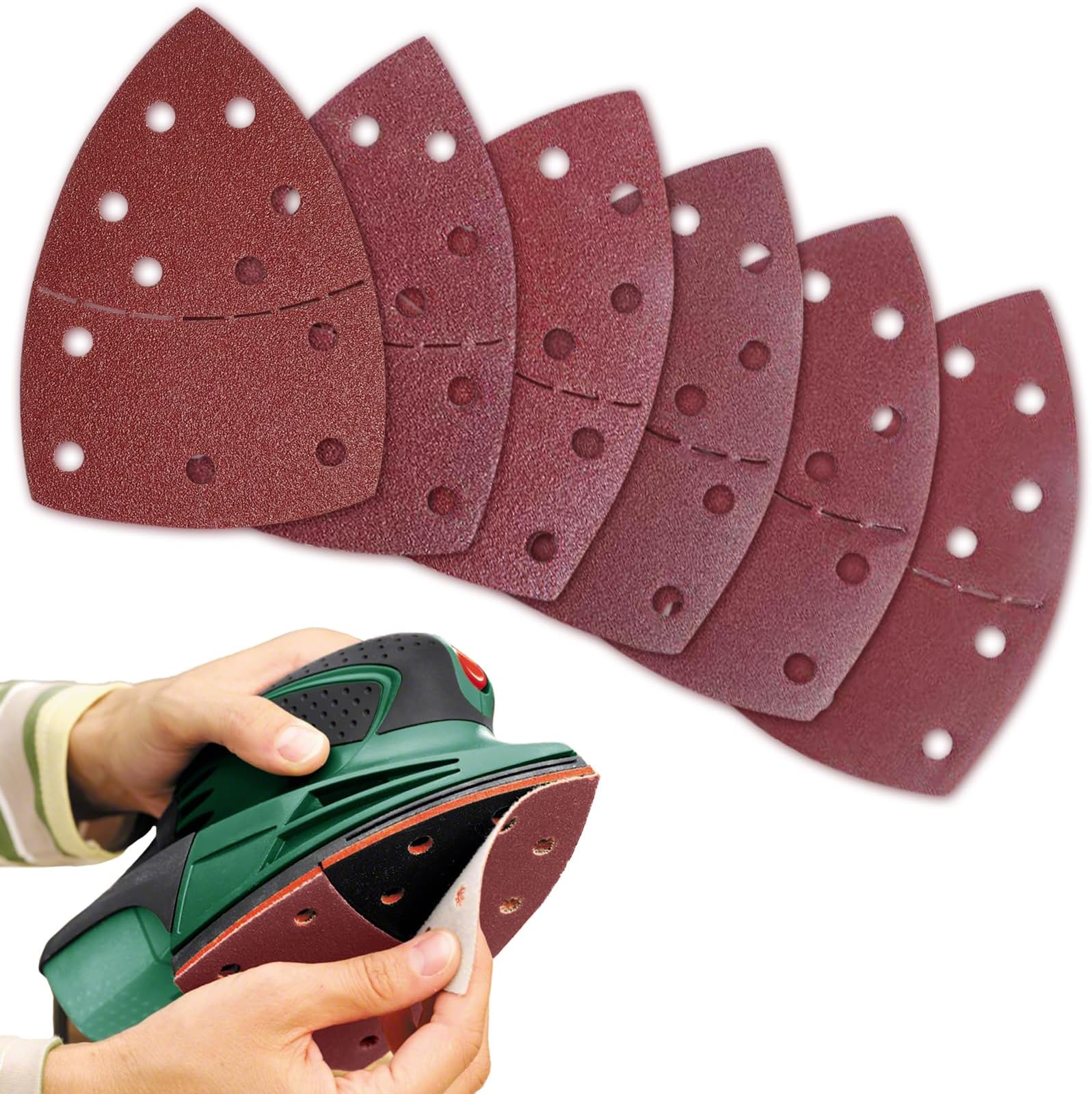 TOOLSTAR Mouse Sander Pads, 140 * 140 * 98mm 6-Hole 40 Grits Mouse ...