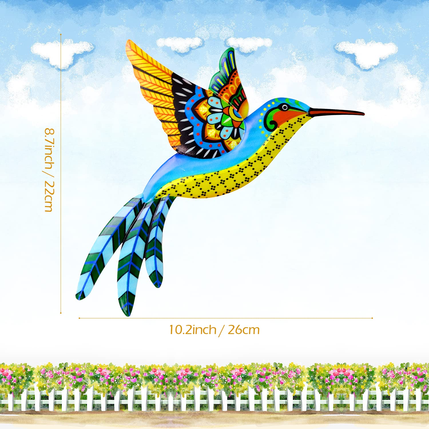 Snapklik.com : 4 Pack Hummingbird Outdoor Metal Wall Art Fence Decor 3D ...