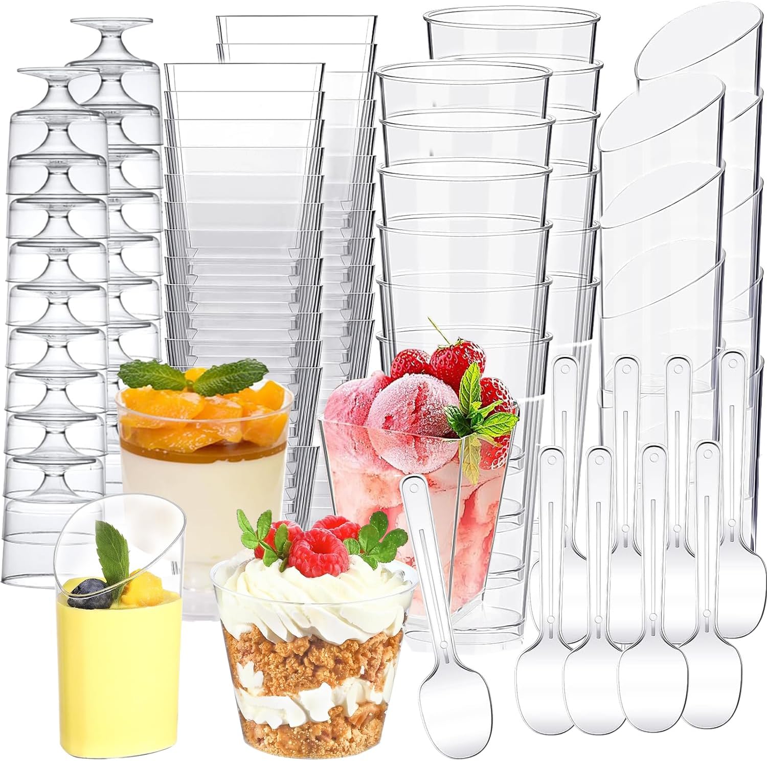 Amazon.com | MAPVOLUT 400Pcs 5oz Clear Plastic Dessert Cups Set with ...