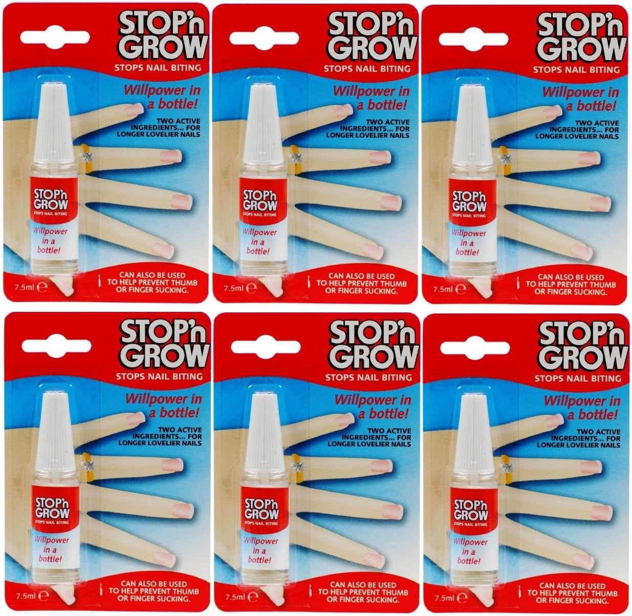 Stop n Grow Stops Nail Biting Deterrent 7.5ml - 6 Pack : Amazon.co.uk ...