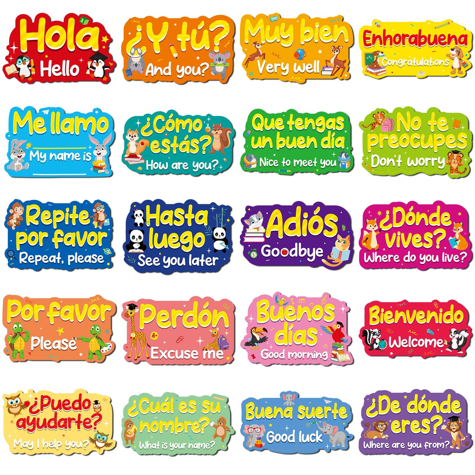 Snapklik.com : Pasimy 20 Pcs Spanish Posters Spanish Phrases Classroom ...