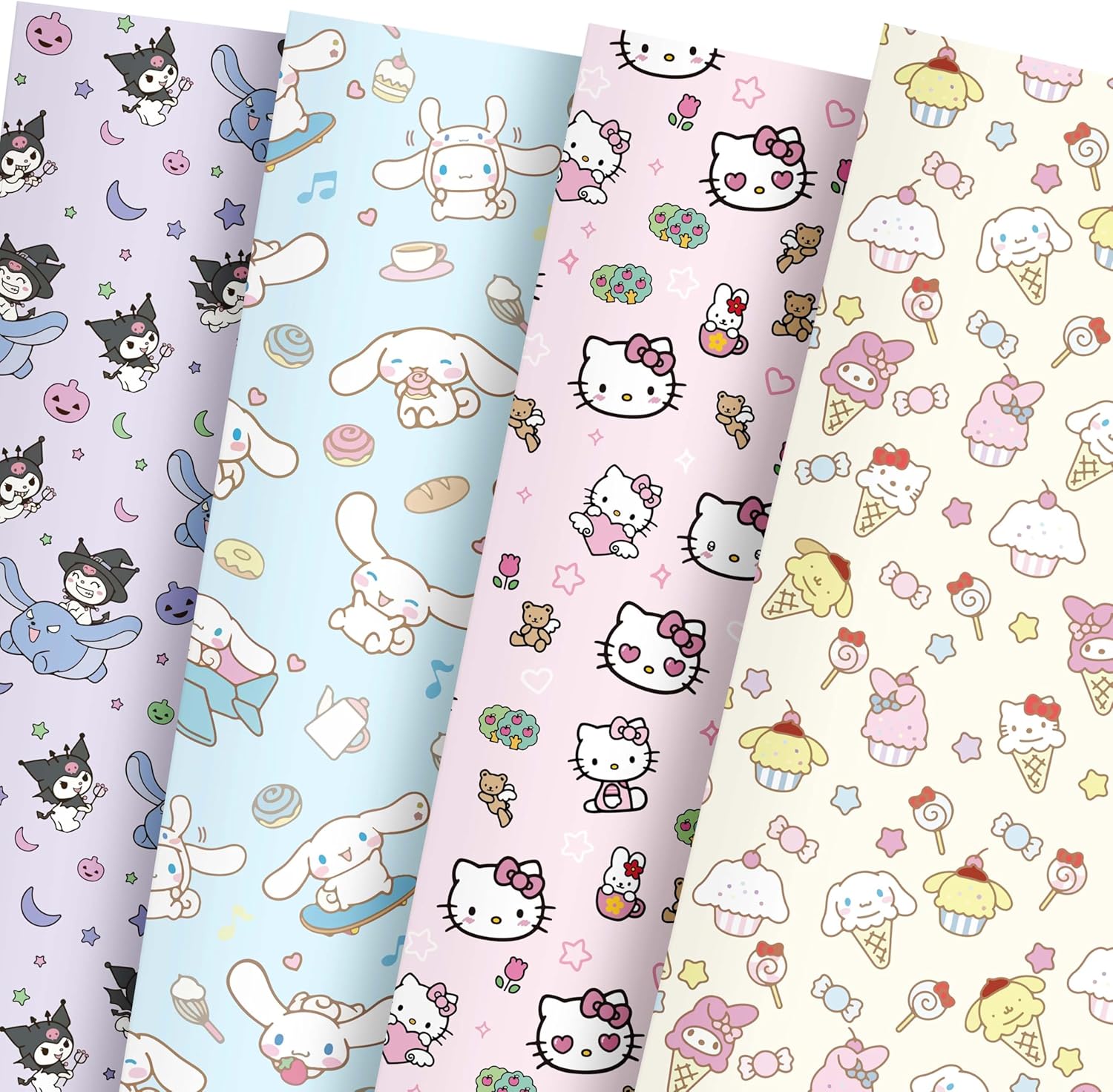 Amazon.com: Kawaii Cartoon Anime Wrapping Paper, 12 Sheets Cute Kitty ...
