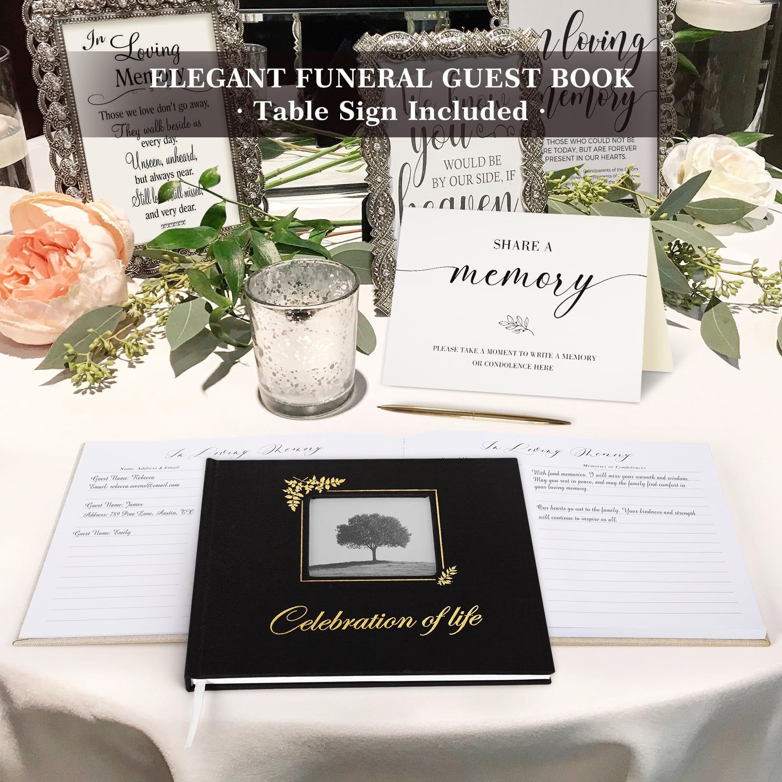 Snapklik.com : Lanpn Funeral Guest Book For Memorial Service, Linen ...
