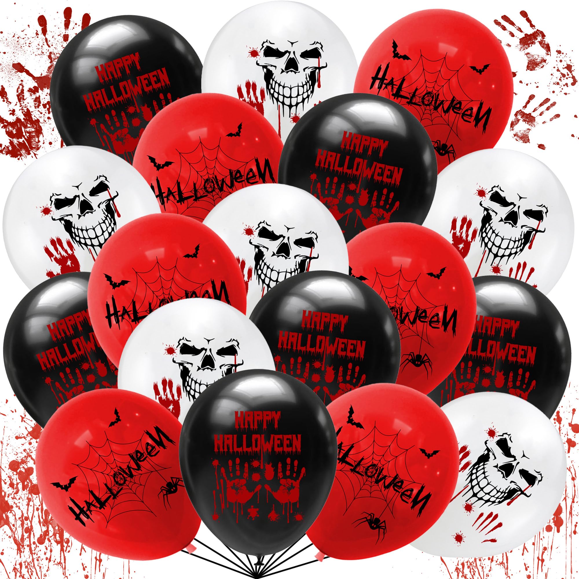 Snapklik.com : 36PCS Halloween Scary Balloons,12 Inch White Red And ...