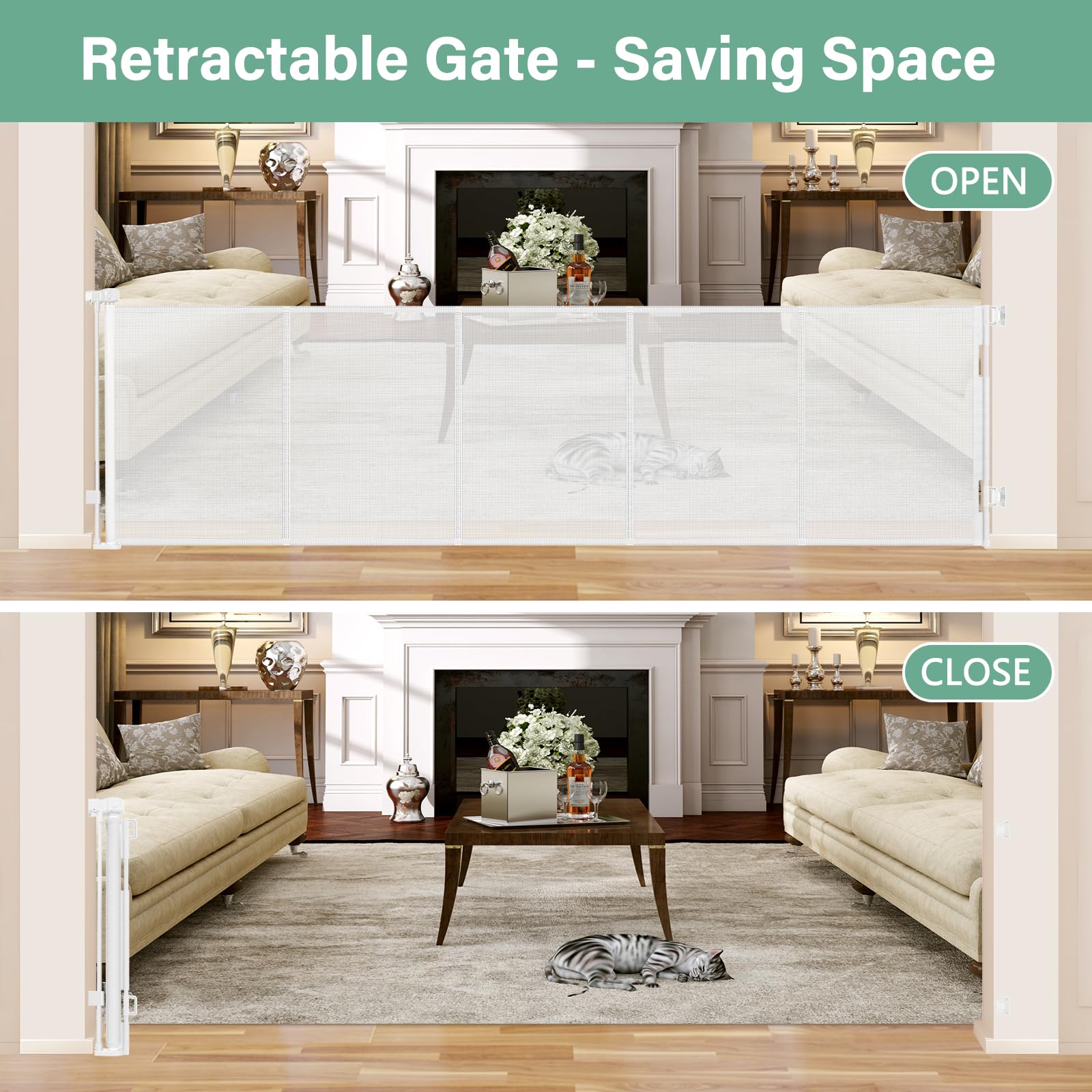 Snapklik.com : Reinforced 26 Inch Tall Retractable Baby Gates To Step ...
