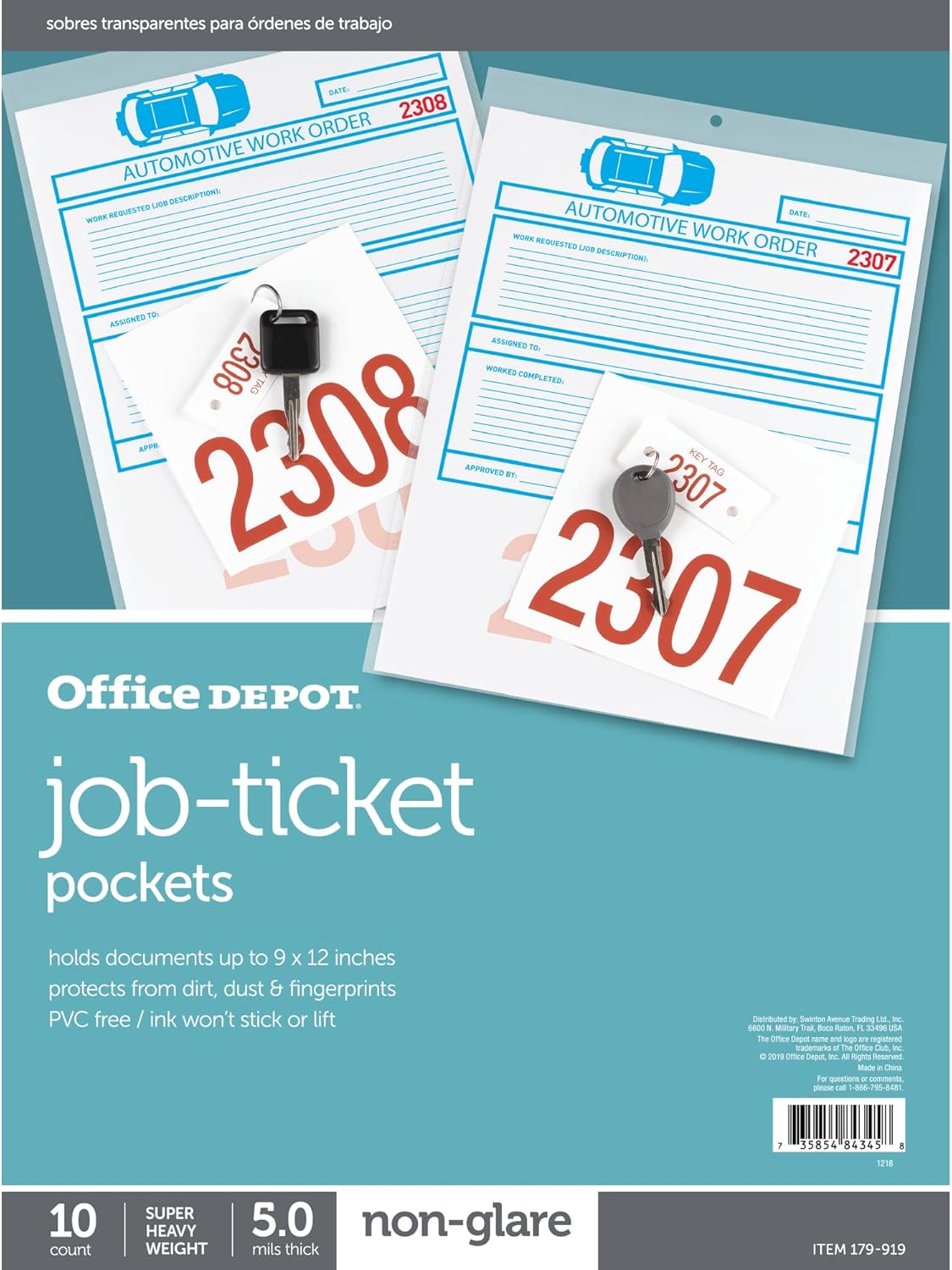 Amazon.com : Office Depot Job Ticket Holders, 9in. x 12in., Pack Of 10 ...