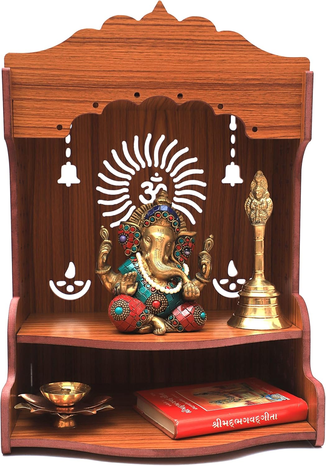 GROSSē Home Decor Beautiful Wooden Foldable Temple, Beautiful MDF Bell ...