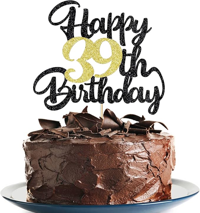 Amazon.com: Klionjor 39th Happy birthday cake topper happy birthday ...