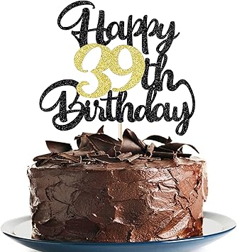 Amazon.com: Klionjor 39th Happy birthday cake topper happy birthday ...