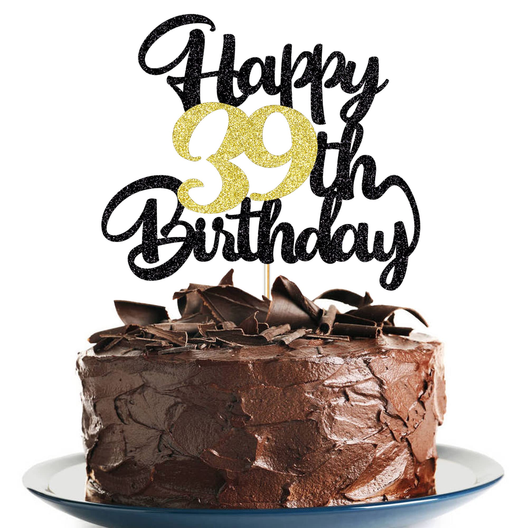 Amazon.com: Klionjor 39th Happy birthday cake topper happy birthday ...