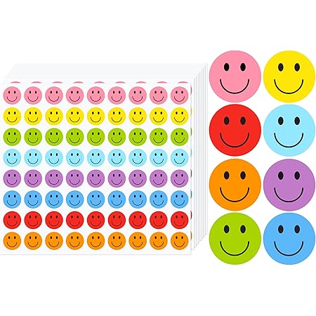 Smiley Face Stickers 1800Pieces, Happy Face Stickers 1in/2.5cm, Small ...