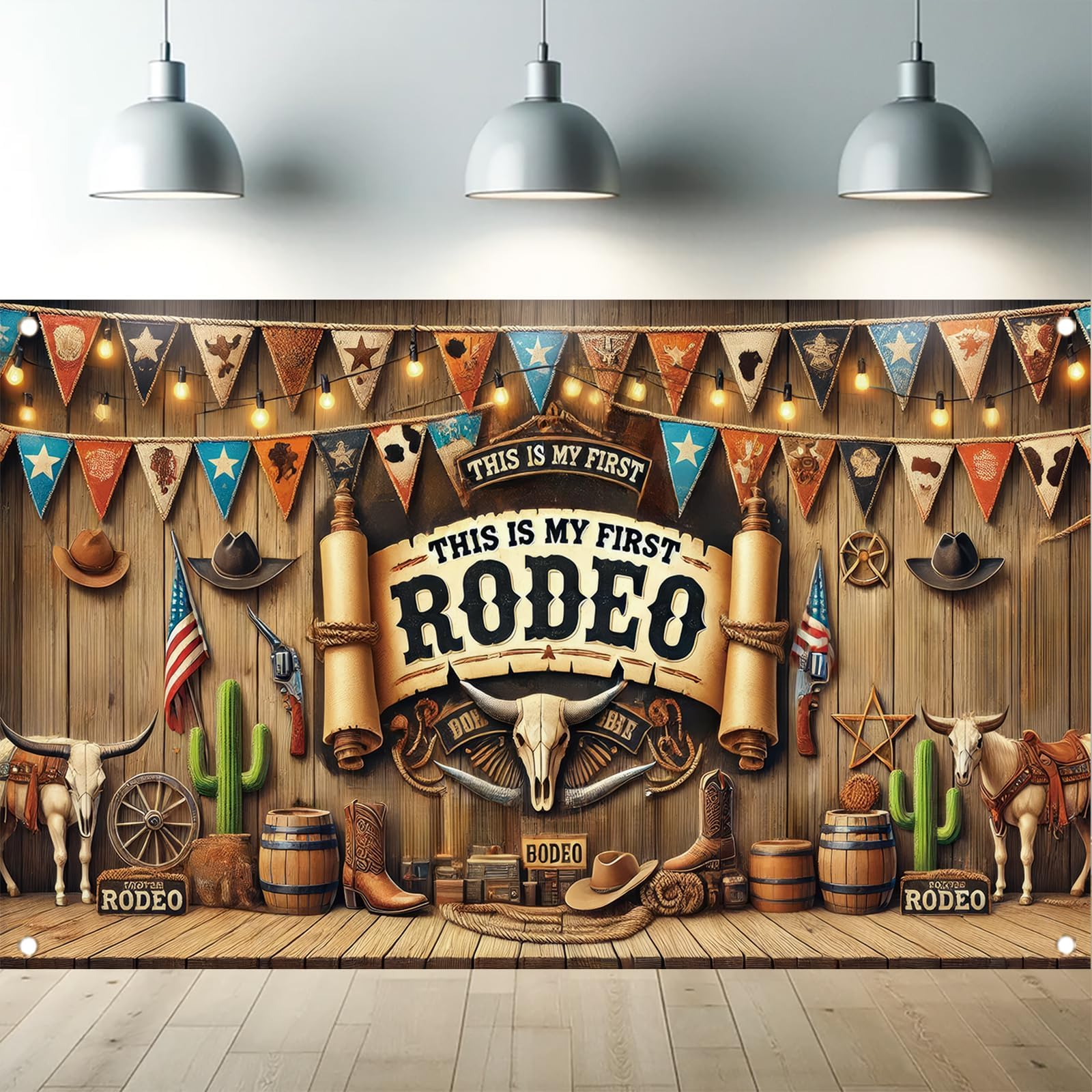 Amazon.com : Starlit Patio Western Cowboy Happy Birthday Banner ...
