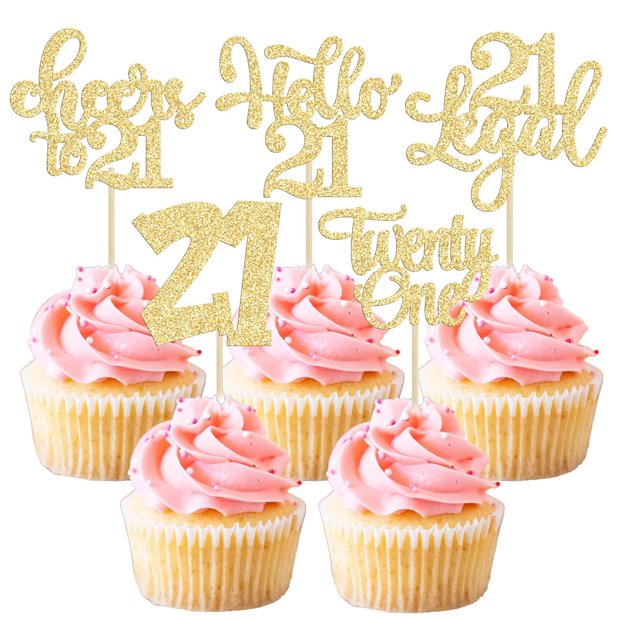 Amazon.com: 30Pcs 21st Birthday Cupcake Toppers Twenty One Legal 21st ...