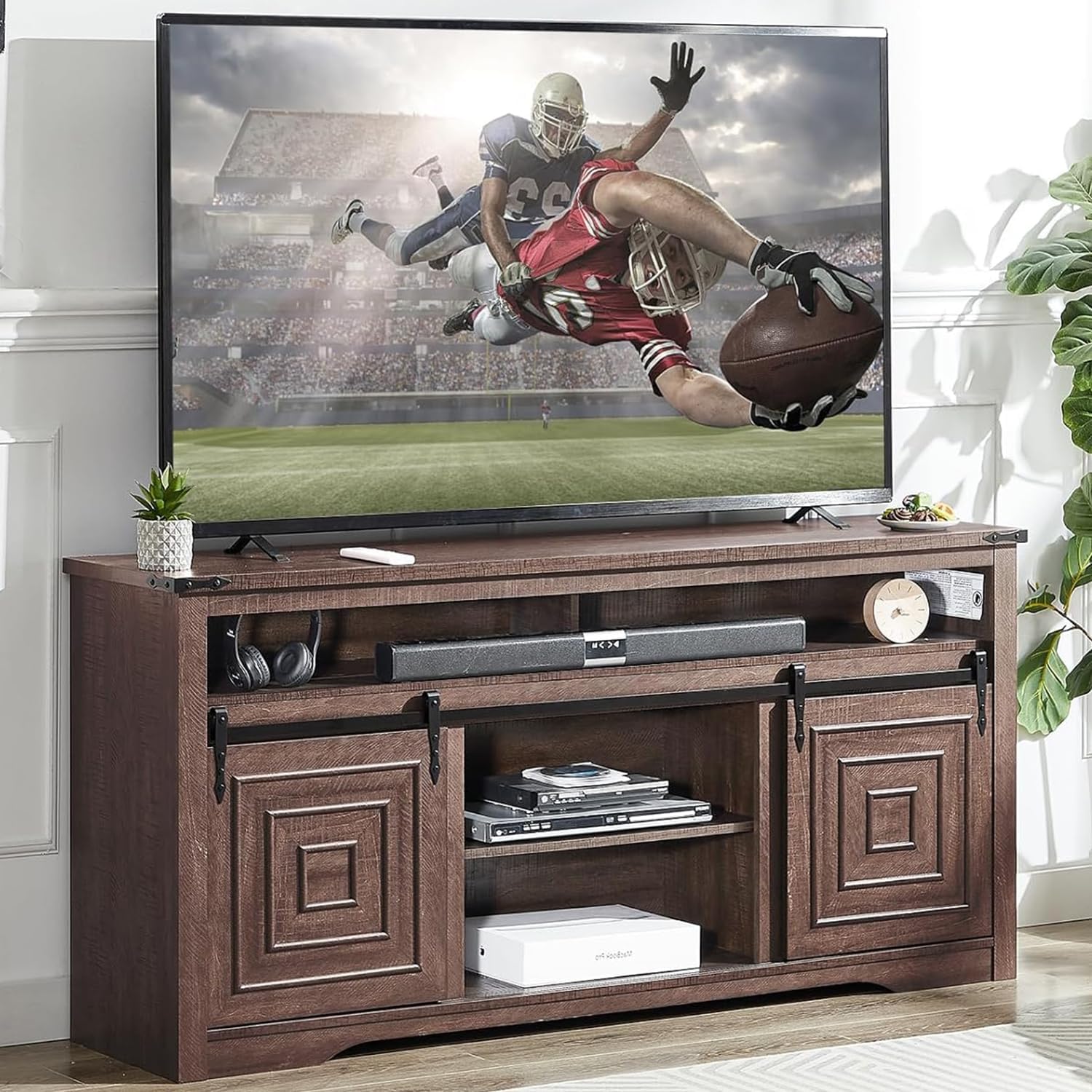 Amazon.com: Zanzio 66" Farmhouse TV Stand for up to 75 inch TVs, Rustic ...