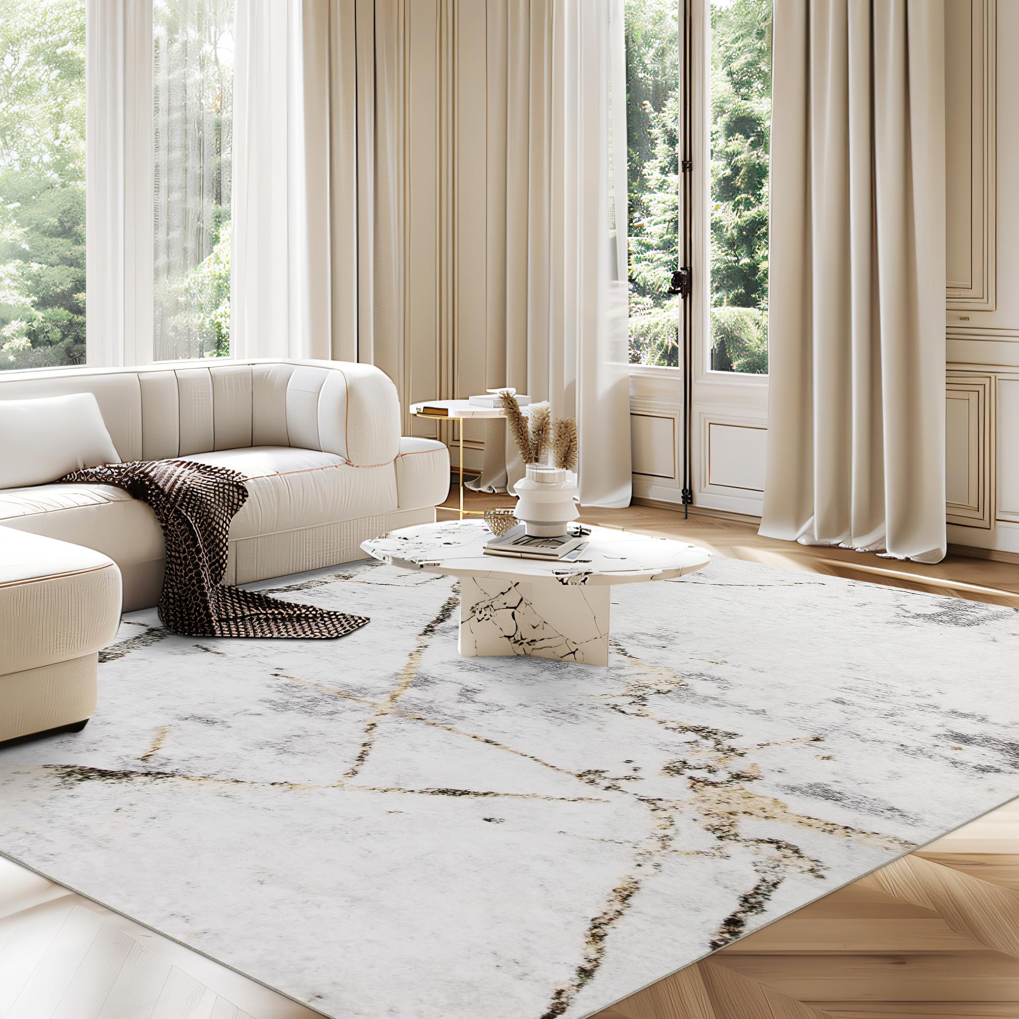 Amazon.com: HOMBYS 9x12ft Modern Marble Area Rug for Living Room ...