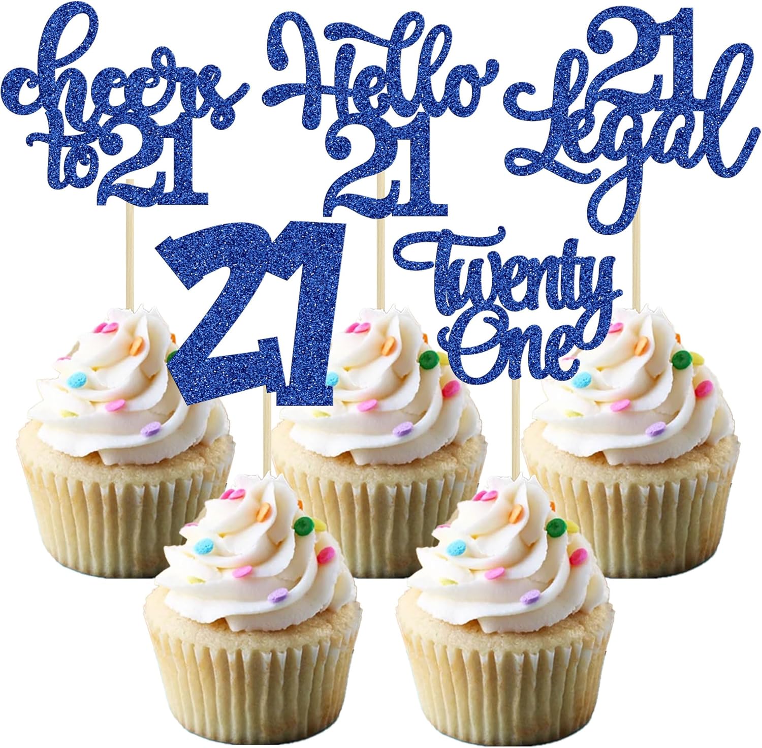 Amazon.com: 30pcs 21st Birthday Cupcake Toppers - Legal 21st Cupcake ...