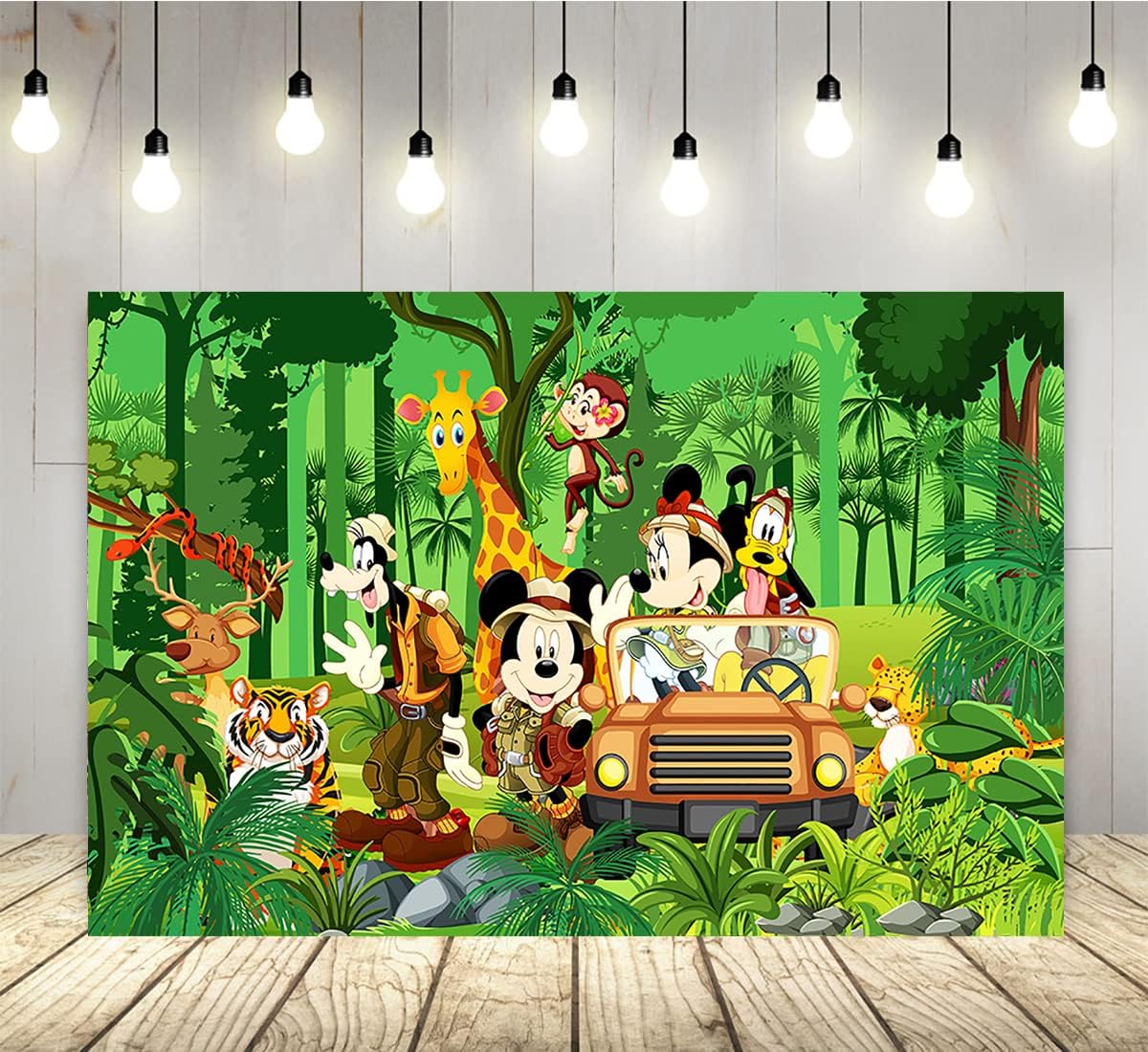 Amazon.com : Green Wild Safari Backdrop for Mickey Birthday Party ...