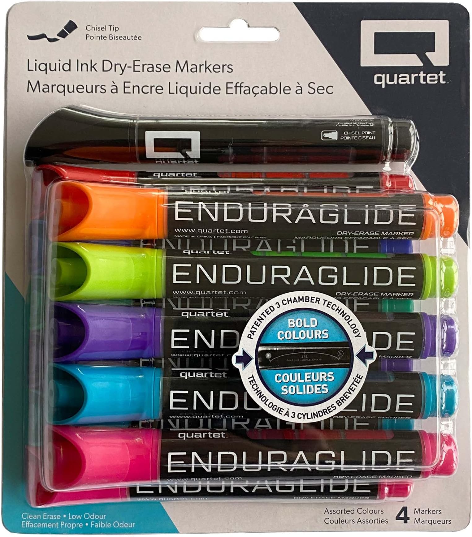 Quartet EnduraGlide Dry-Erase Markers, Chisel Tip, Bold Colour, 12-pack ...