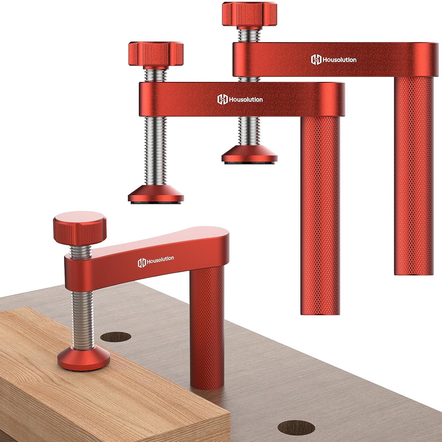 Housolution 2 Pack Bench Dog Clamp, 3/4 inch Dog Holes Workbench Clip ...