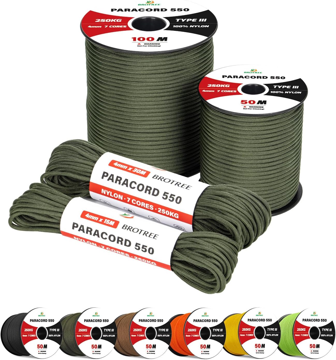 Paracord - 15m/50ft - Olive Green - Kombat - Survival rope : Amazon.co ...