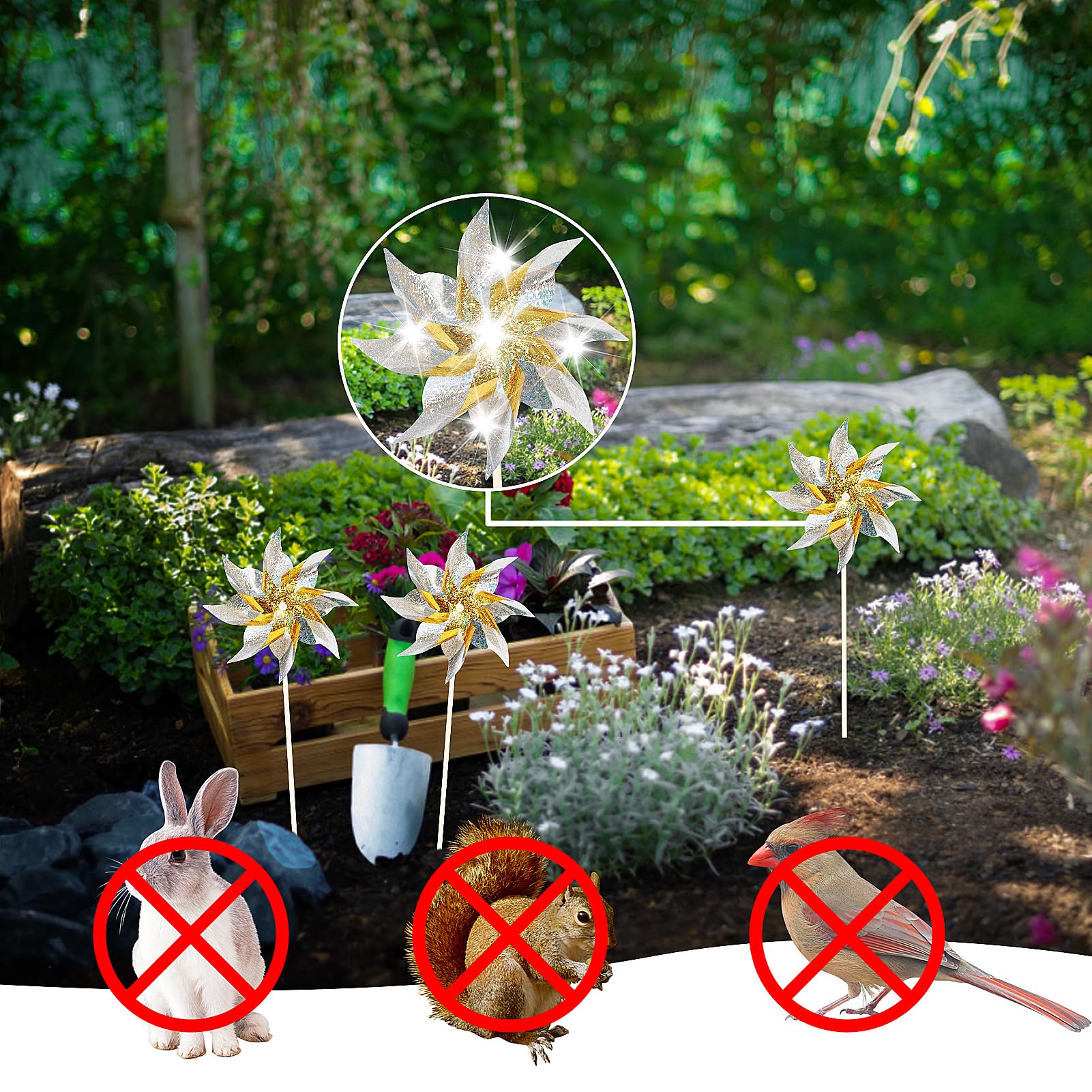 Snapklik.com : 10 Pack Reflective Pinwheels For Yard And Garden,Wind ...