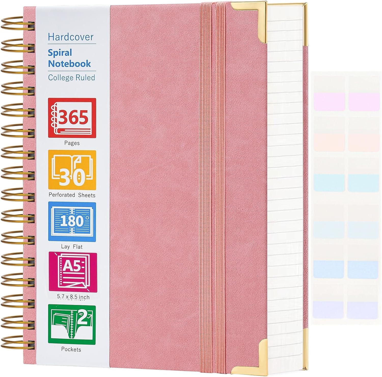 Amazon.com : Spiral Notebook, 365 Page Hardcover Leather Notebook ...