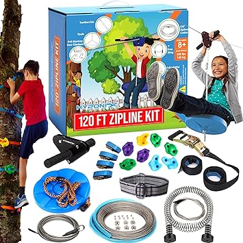 Amazon.com: Zip Line Kit for Kids and Adults, 100/120/150/200ft, Up to ...