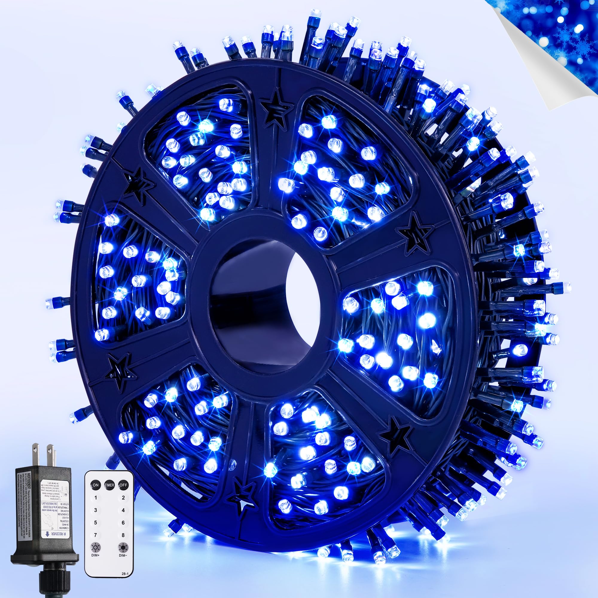 JMEXSUSS Blue 400 LED Christmas Lights Outdoor, 132ft Christmas Tree ...