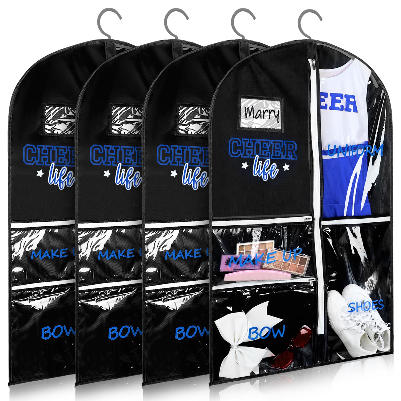 Amazon.com: Blushtier 4 Pcs Cheer Garment Bags for Cheer Uniform ...