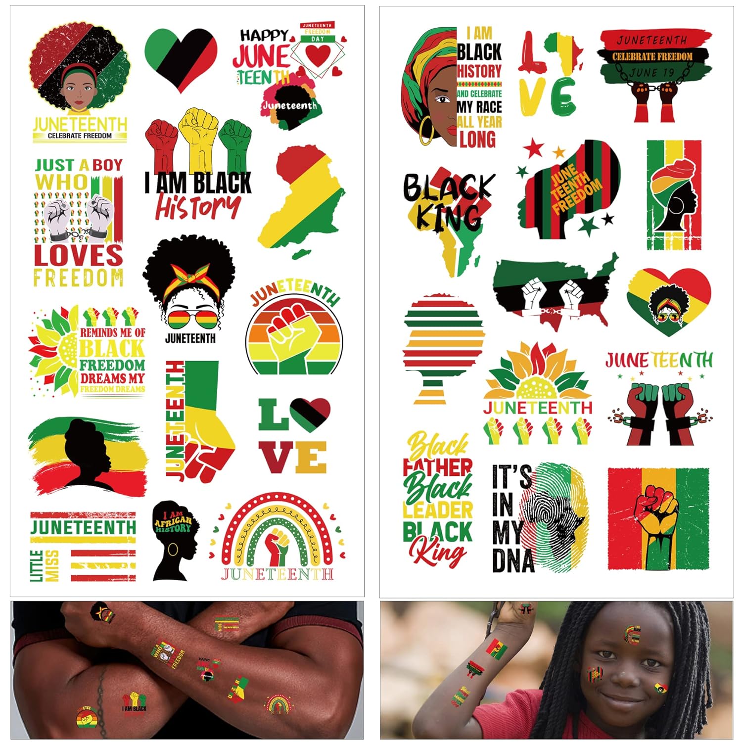 Amazon.com : 580 Pcs Juneteenth Day Temporary Tattoos- Freedom Day ...