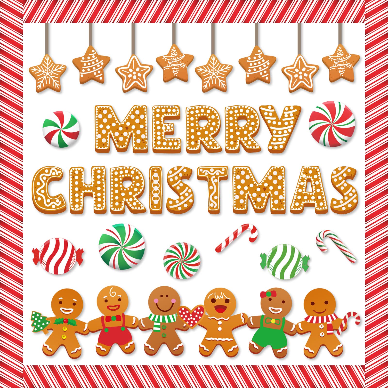 Amazon.com : Whaline 76Pcs Merry Christmas Classroom Bulletin Board ...