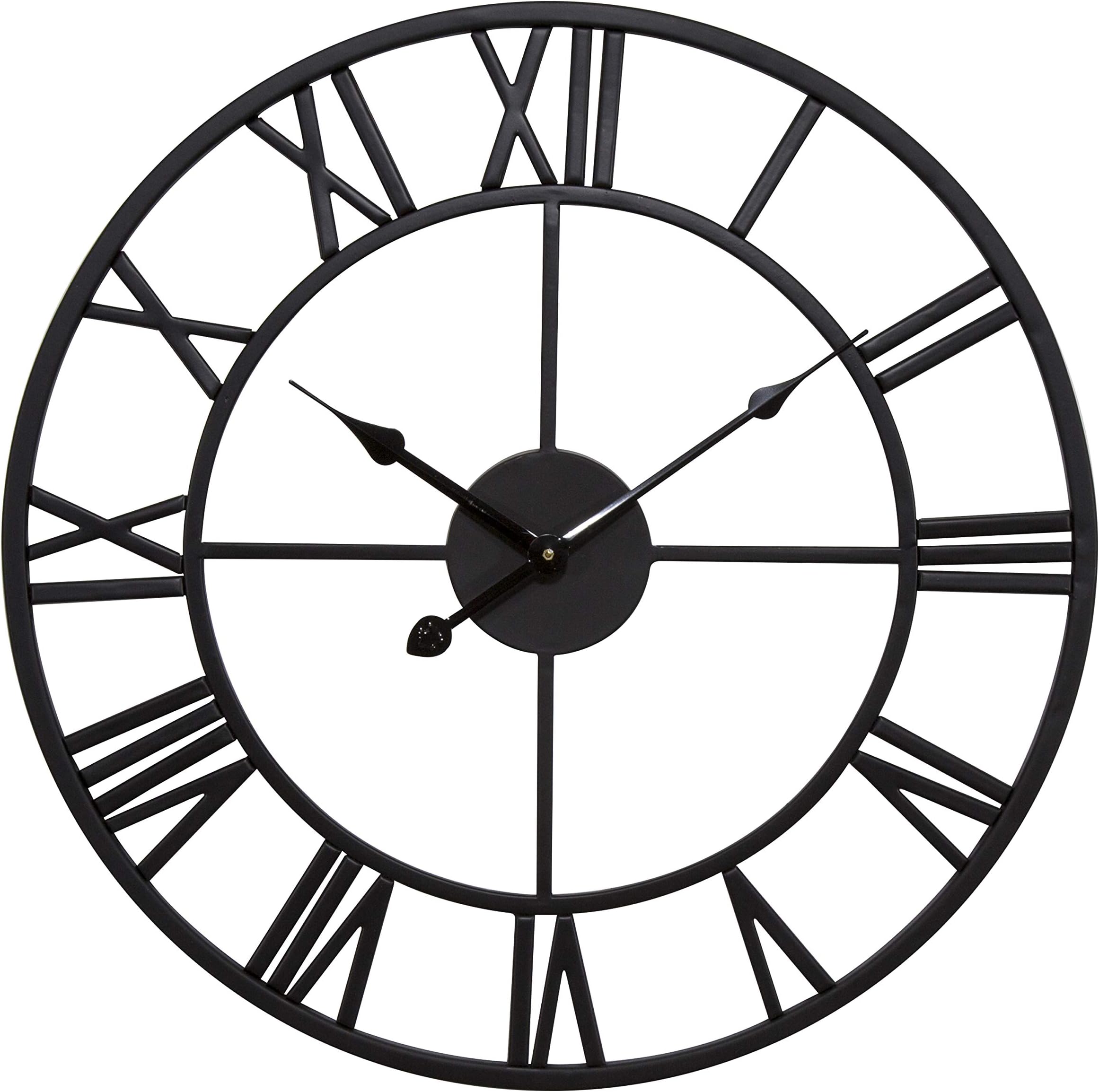 Stunning Metal Roman Numeral Clock - Black 'Iron' (60cm in diameter ...