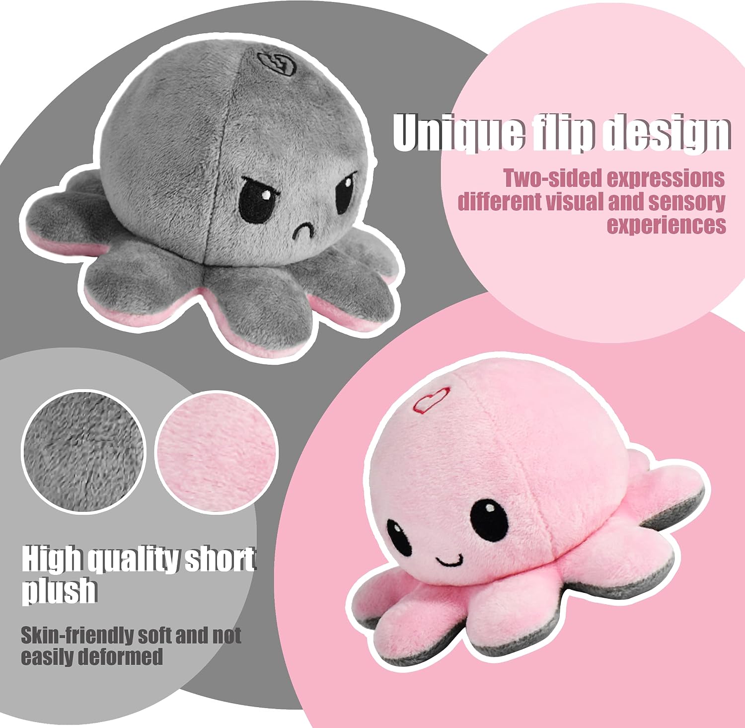 30CM Reversible Octopus Plush Large,Octopus Reversible Plushie,Cute ...