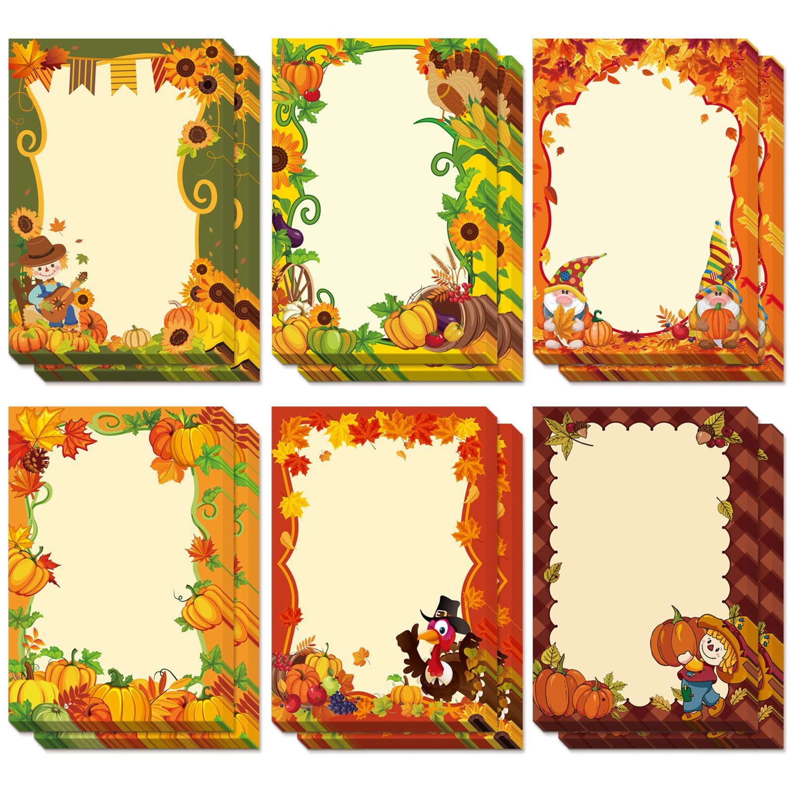 Amazon.com : AnyDesign Fall Sticky Notes Colorful Autumn Scarecrow ...