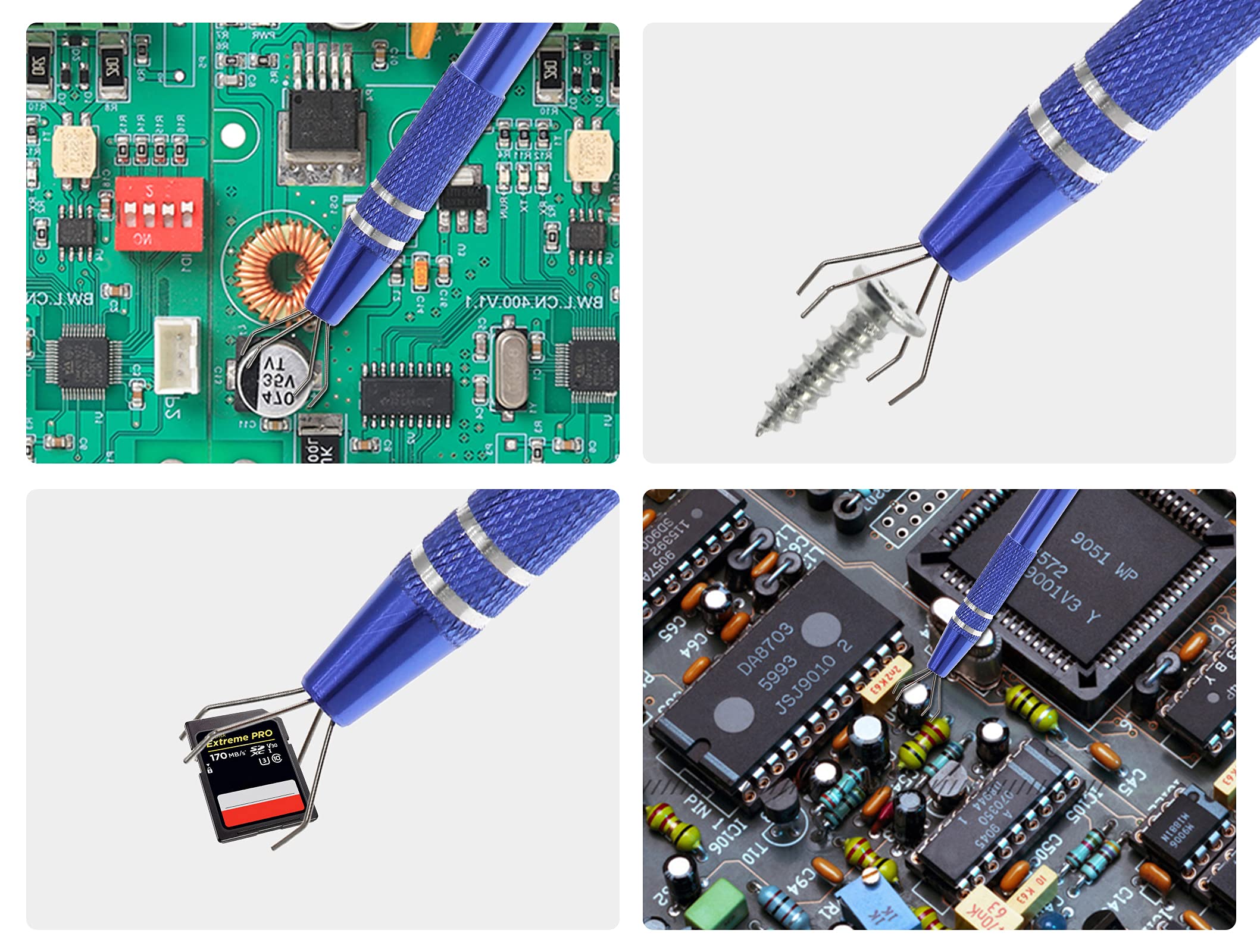 Snapklik.com : 2 Psc Pick Up Tool, IC Clip Tweezers, Metal 4 Prongs ...